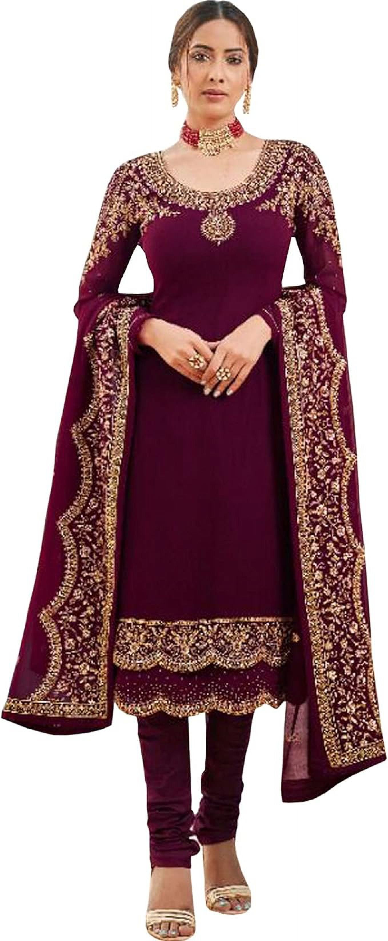 Sangeet Function Wear Designer Pakistani Indian Sewn Churidar Salwar Kameez Dress ( Purple, 5XL ...