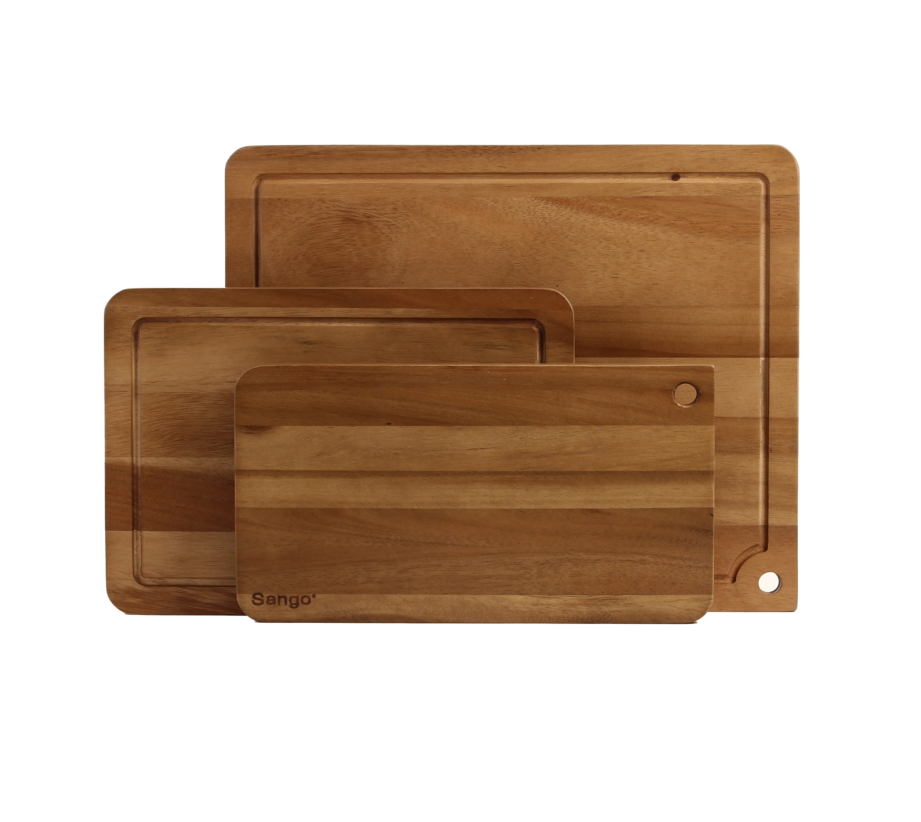 Sango Atelier Acacia Wood 3-Piece Cutting Board Set with Straight Edge ...