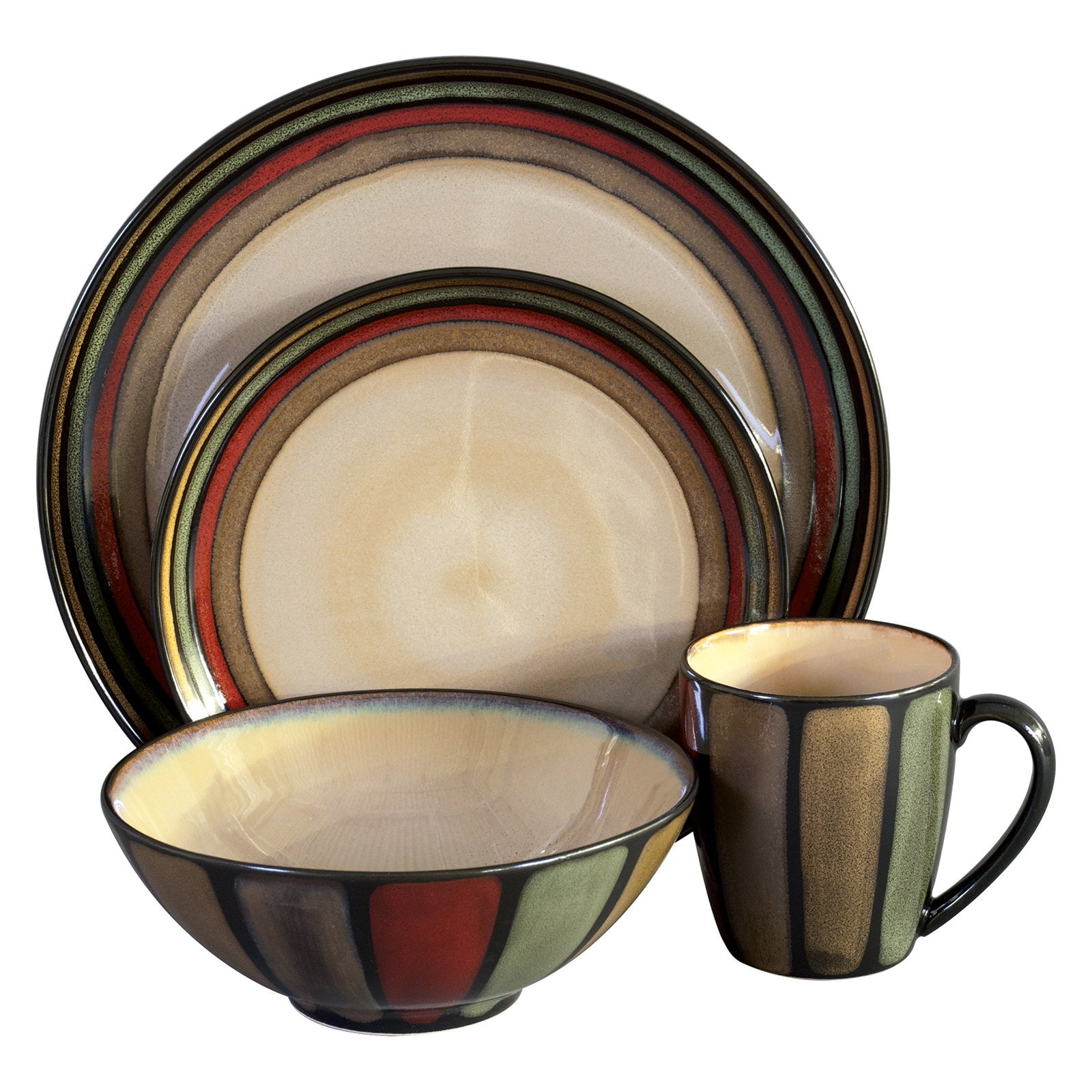 Sango Flair Dinnerware - Black - Set of 16 - Walmart.com