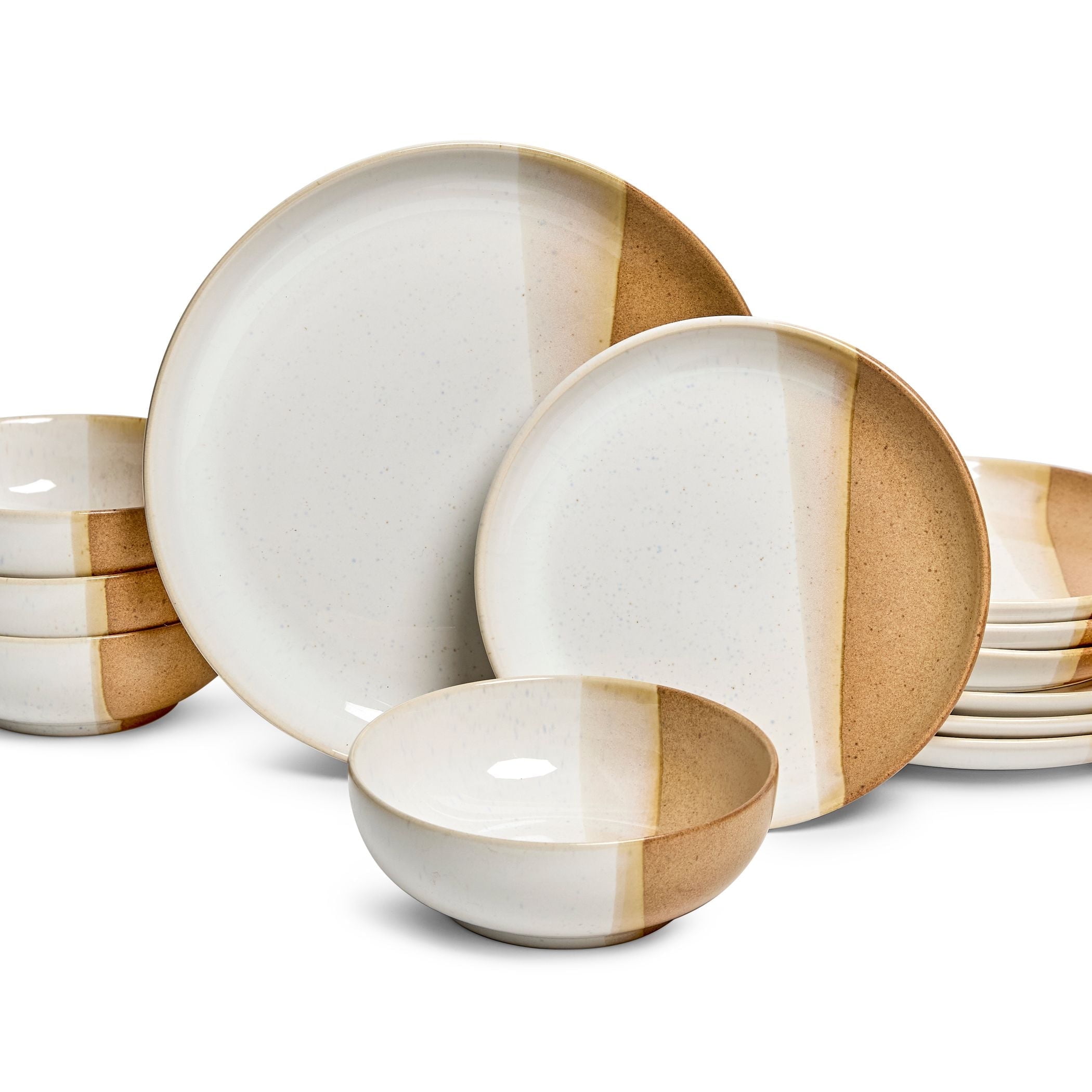 Sango Phoebe 12-Piece Caramel Round Dinnerware Set, Stoneware, Service ...