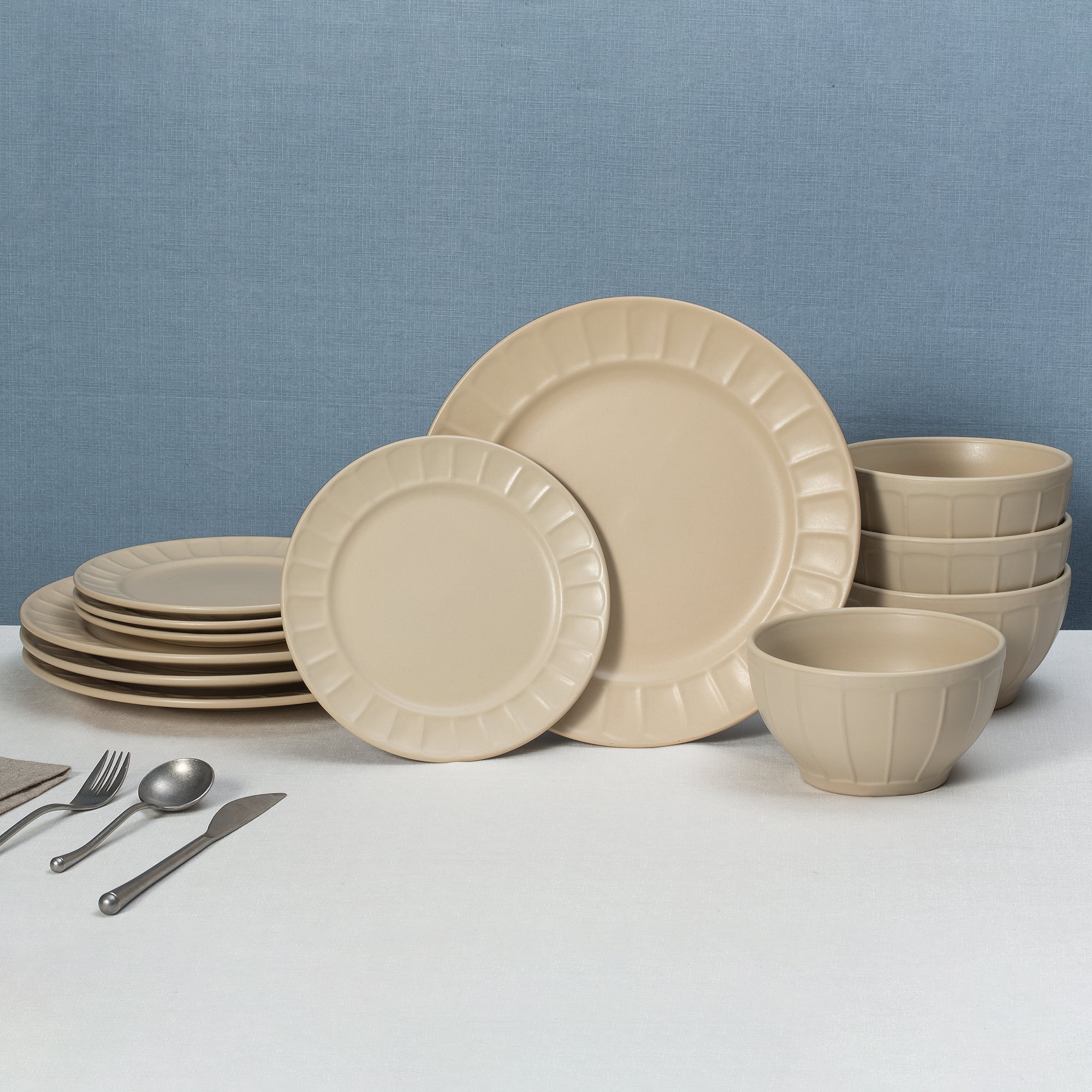 Sango Prima Modern Stoneware Dinnerware Set, 12-Piece, Parchment ...
