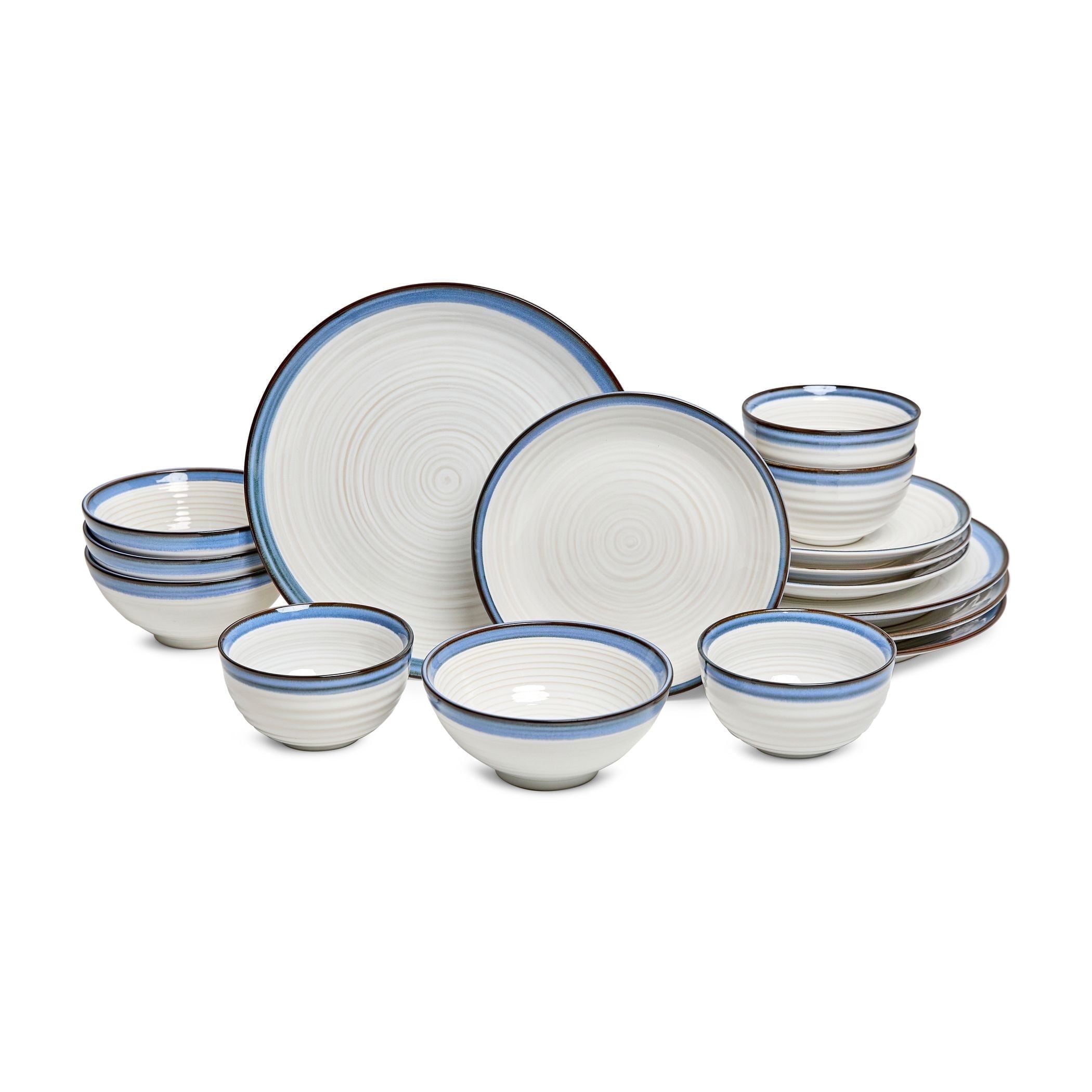 Sango Siterra Santorini 16-Piece Blue Round Dinnerware Set, Stoneware ...