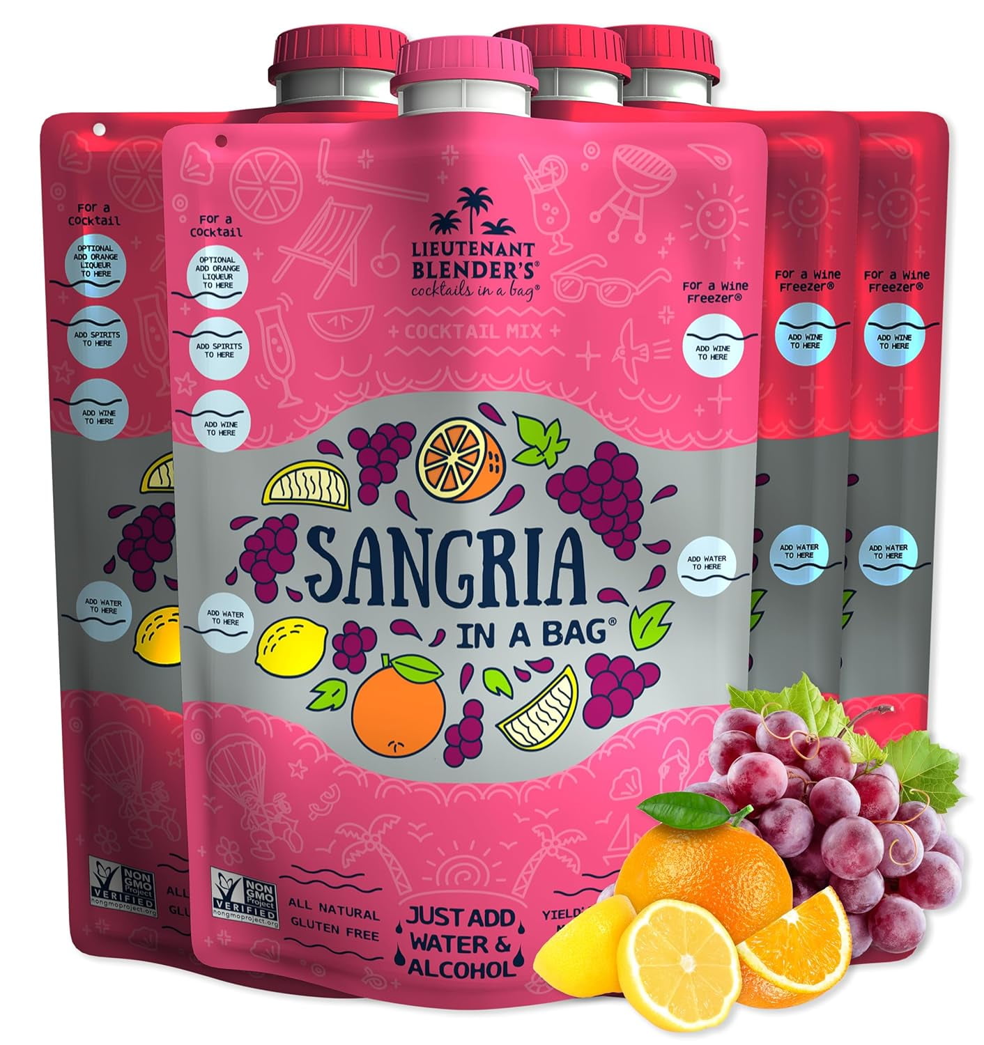 Sangria in a Bag – Wine Slushie Mixes - Each Bag Makes 1/2 Gallon of ...
