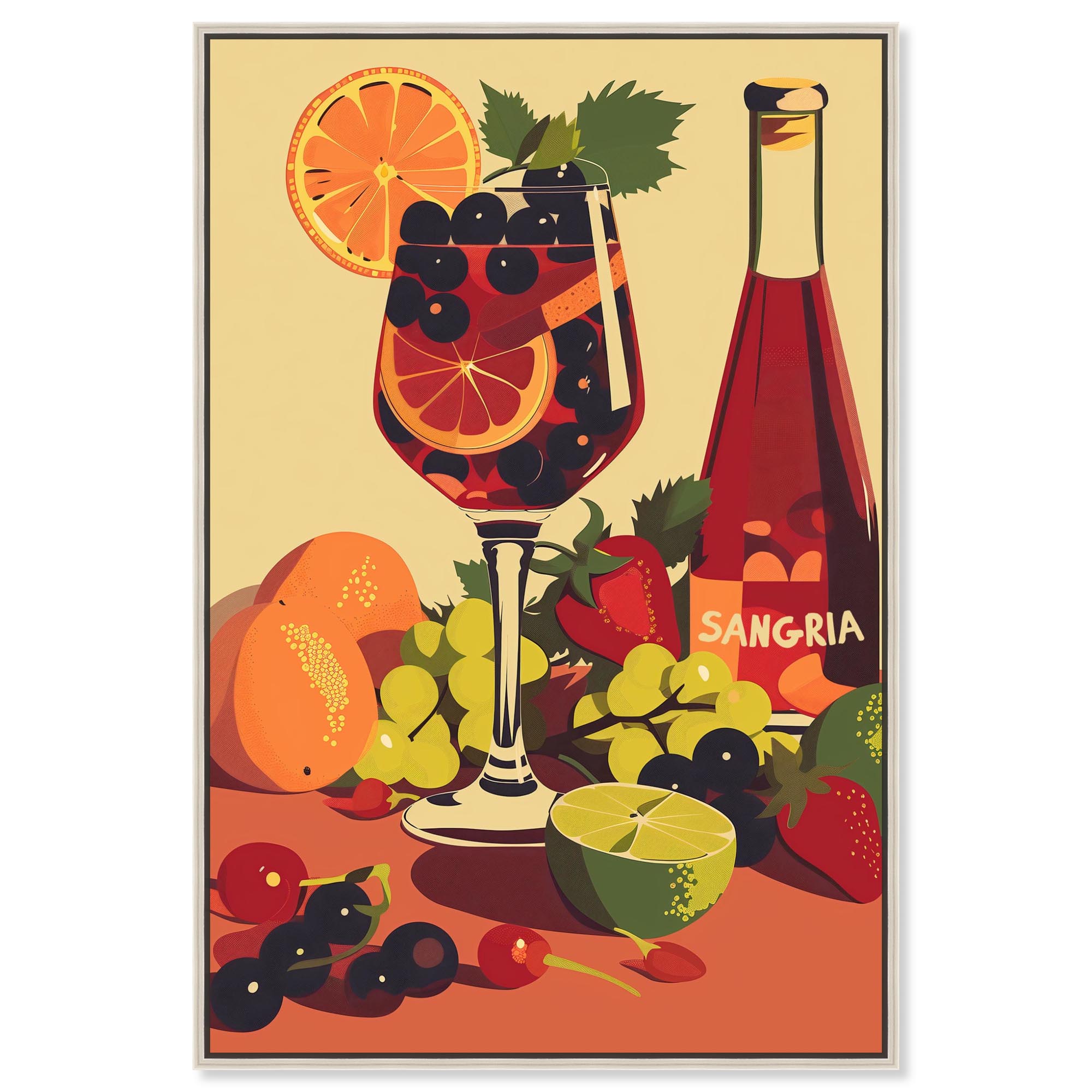 Sangria Drink Canvas Bar Cart Art by Art Remedy, Silver Frame, 36 x 54 ...