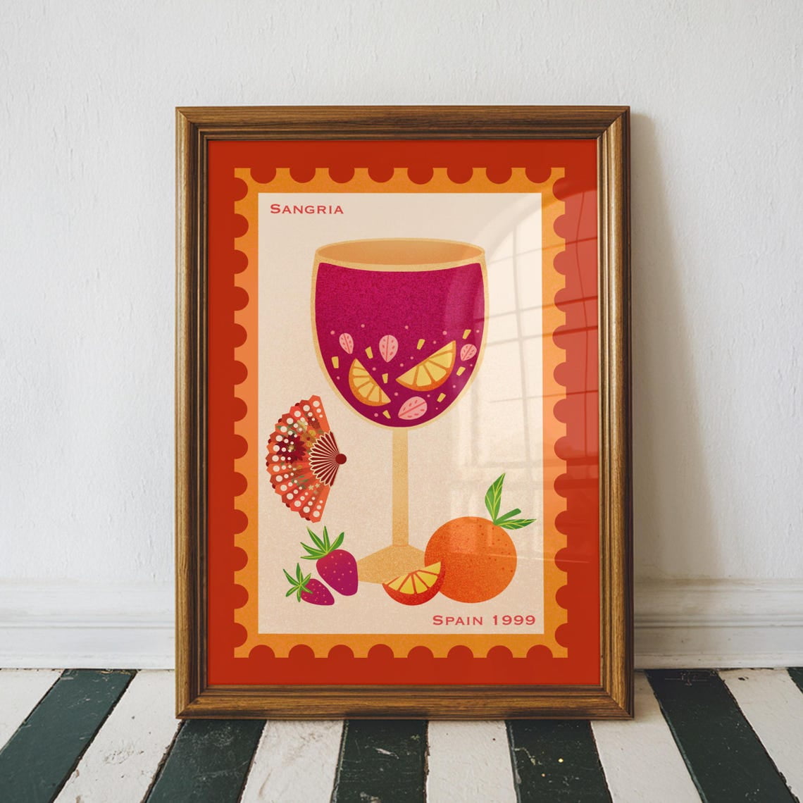 Sangria In Spain Cocktail Poster: Colorful Trendy Bar Cart Kitchen ...