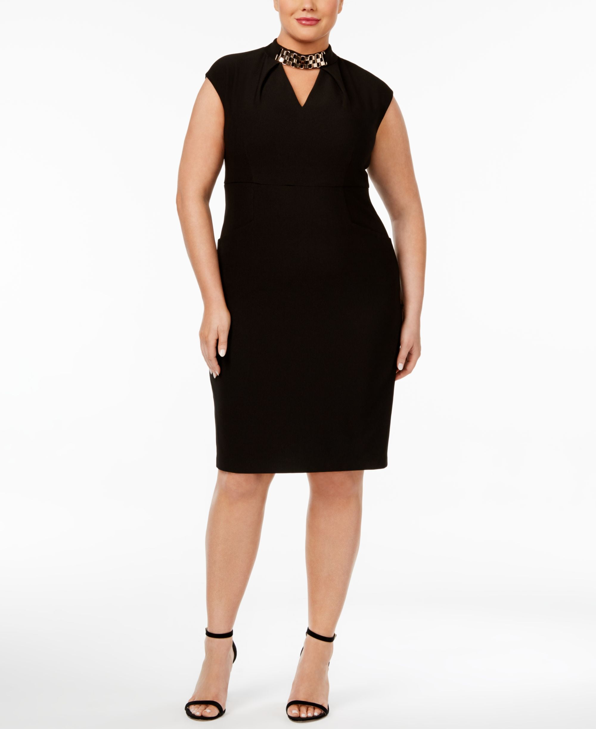 Sangria Plus Size Chain Link Mock Neck Dress Black 16W - Walmart.com