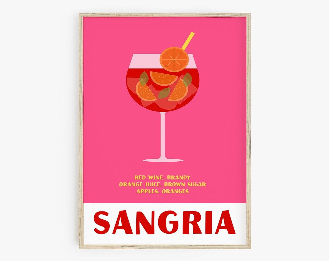 Sangria Poster Print, Cocktail Wall Art Print, Alcohol Print, Cocktail ...