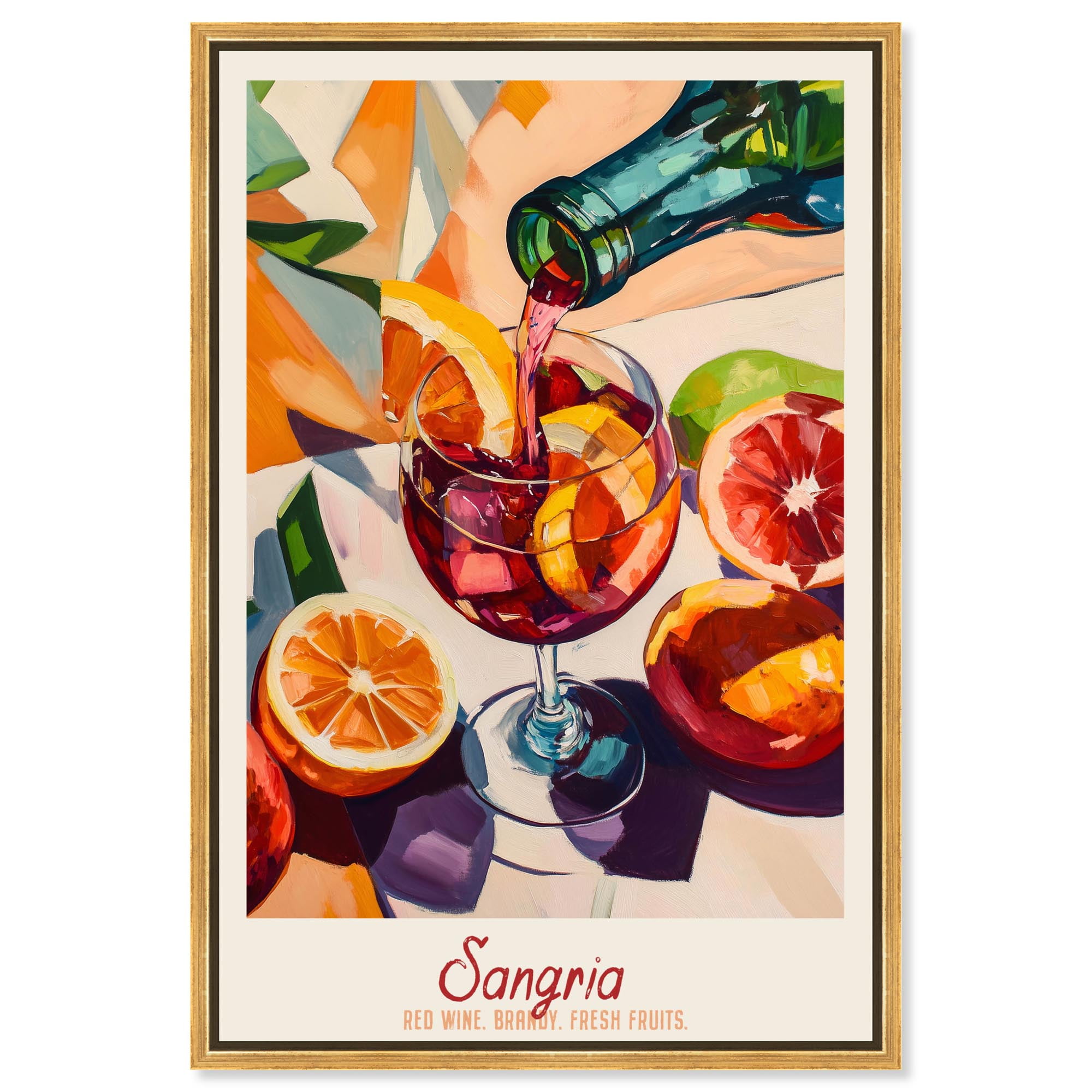Sangria Recipe Poster Canvas Trendy Bar Cart Art by Art Remedy, Gold ...