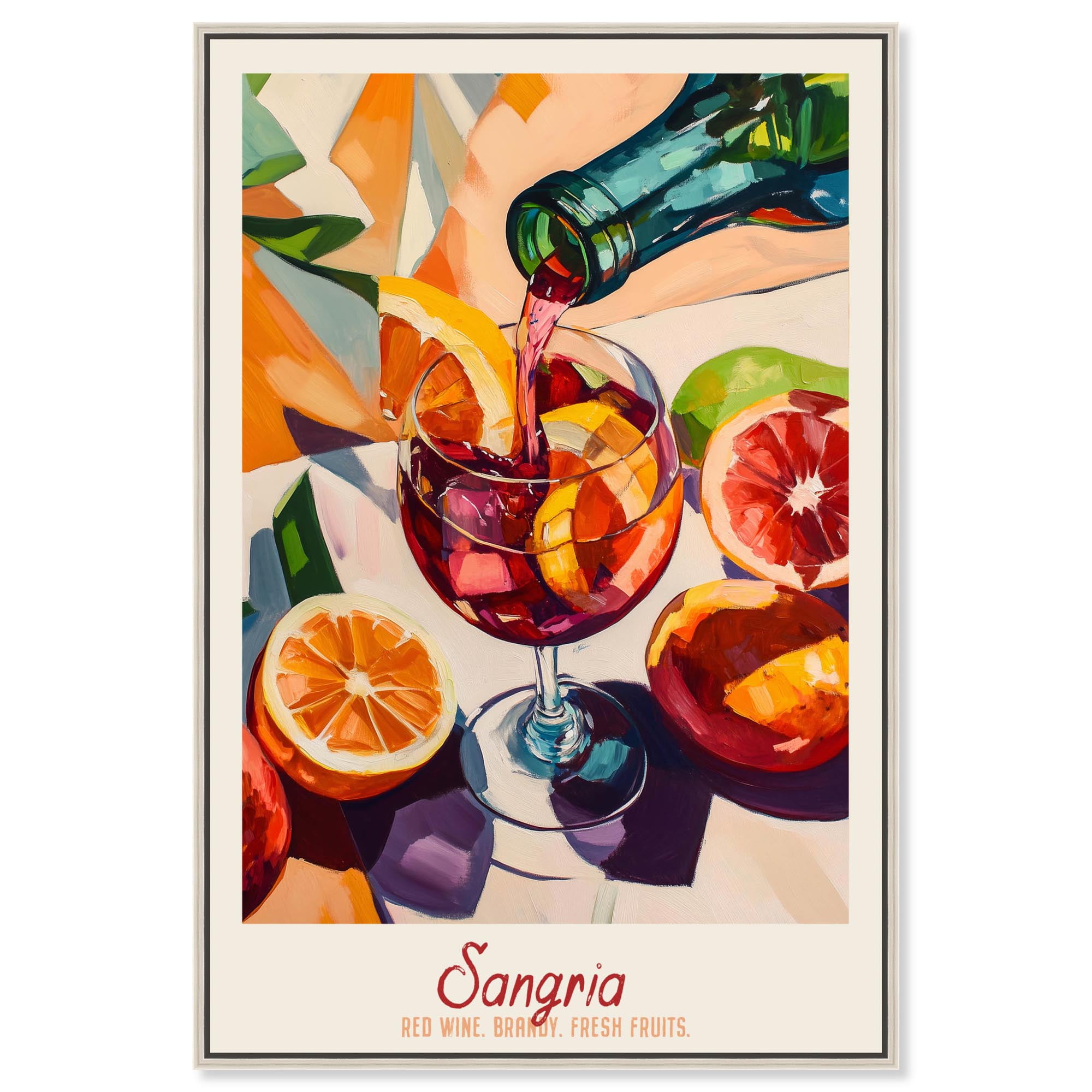 Sangria Recipe Poster Canvas Trendy Bar Cart Art by Art Remedy, Silver ...