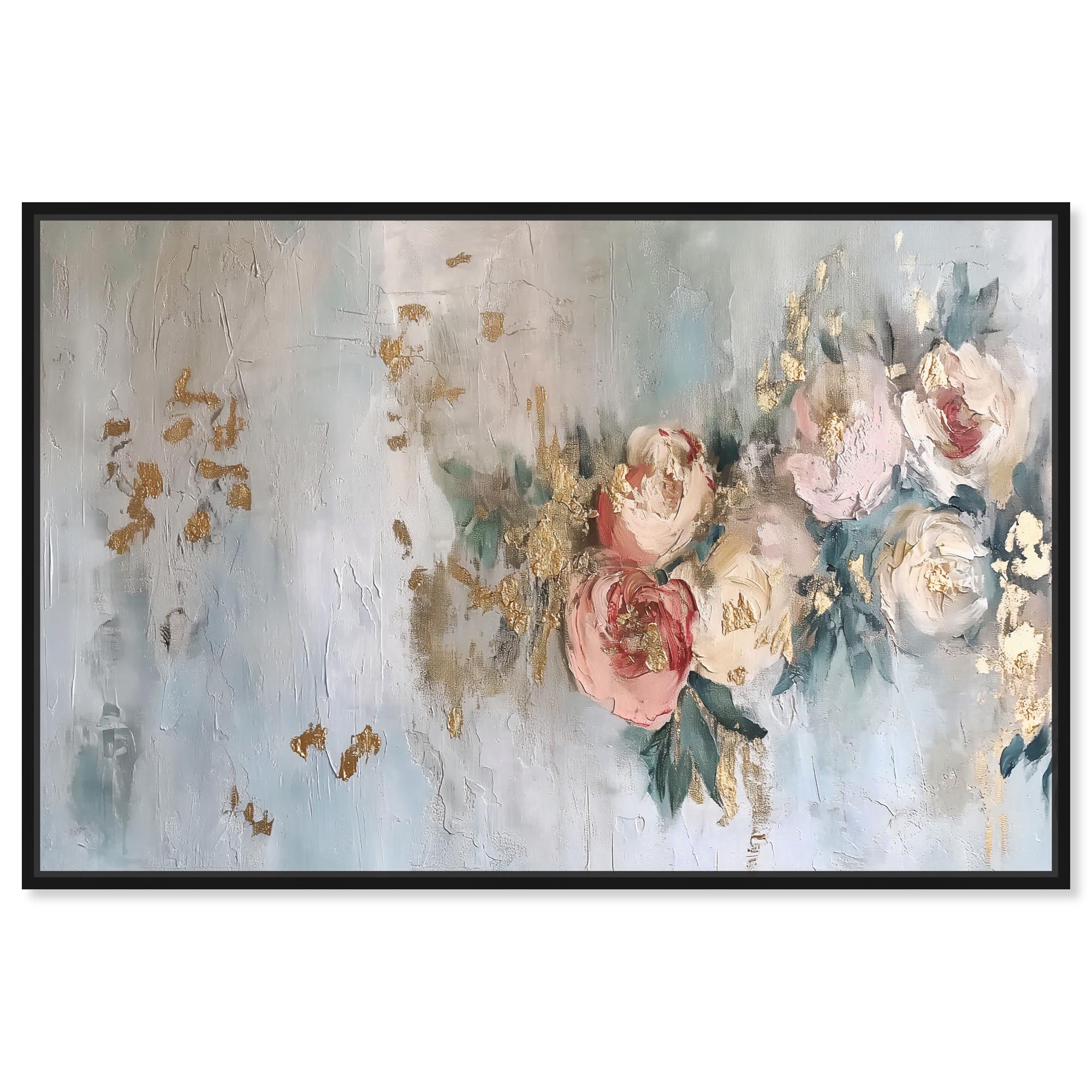 Sanguine Canvas Fancy Floral Art by Art Remedy, Black Frame, 30" x 20 ...