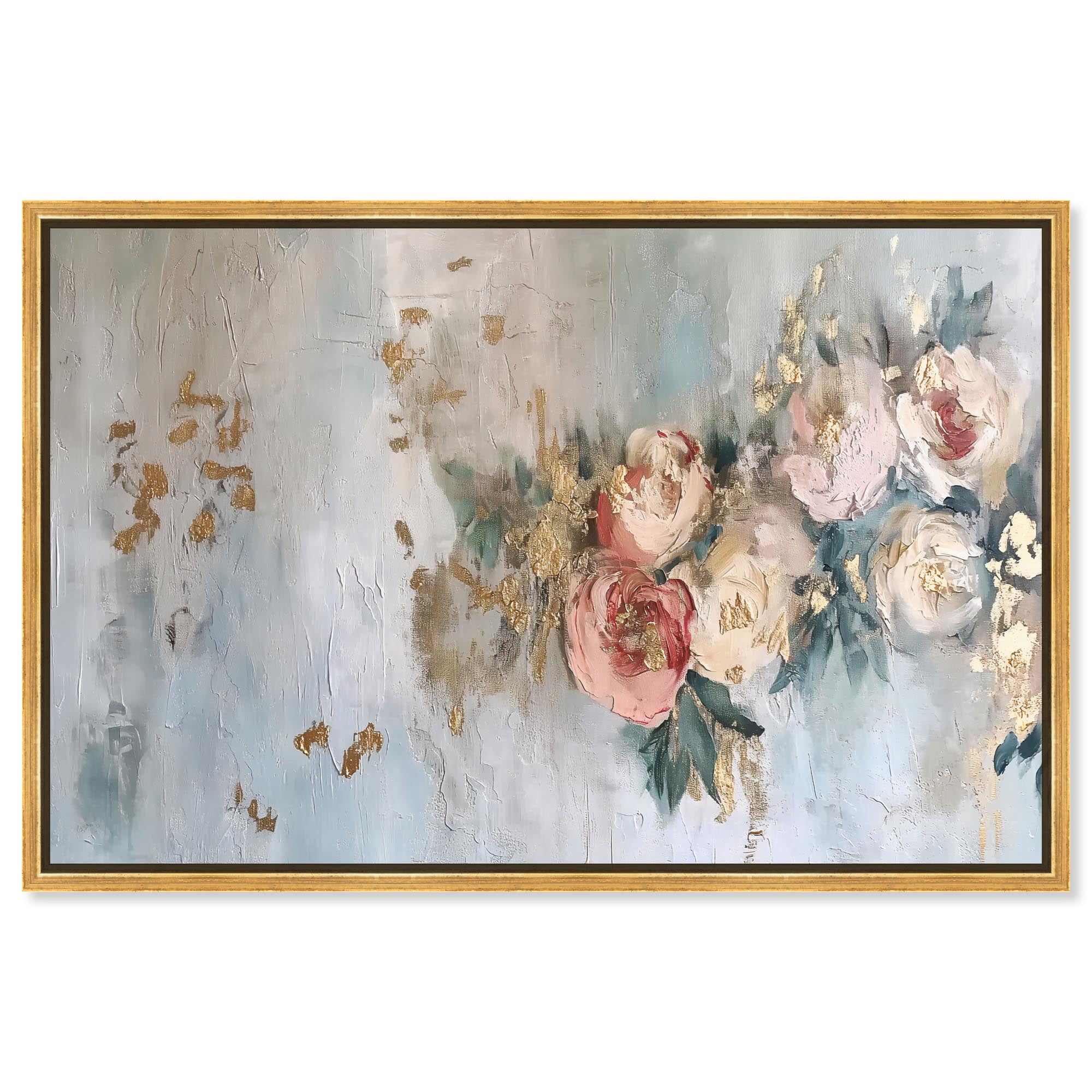 Sanguine Canvas Fancy Floral Art by Art Remedy, Gold Frame, 24" x 16 ...