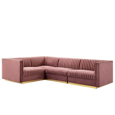 Modway Sanguine Channel Tufted Performance Velvet 4-Piece Right-Facing ...