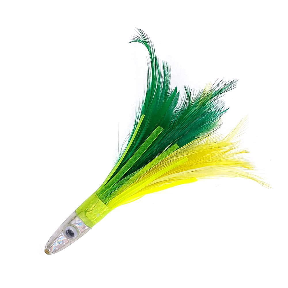 Sanhu Tuna Feathers 6" 6 Pcs Green Yellow - Walmart.com