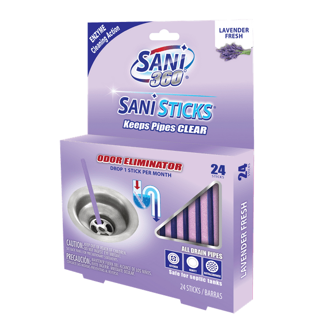 Sani 360 Sticks Lavender Fresh Drain Cleaner and Deodorizer, 24 Count ...