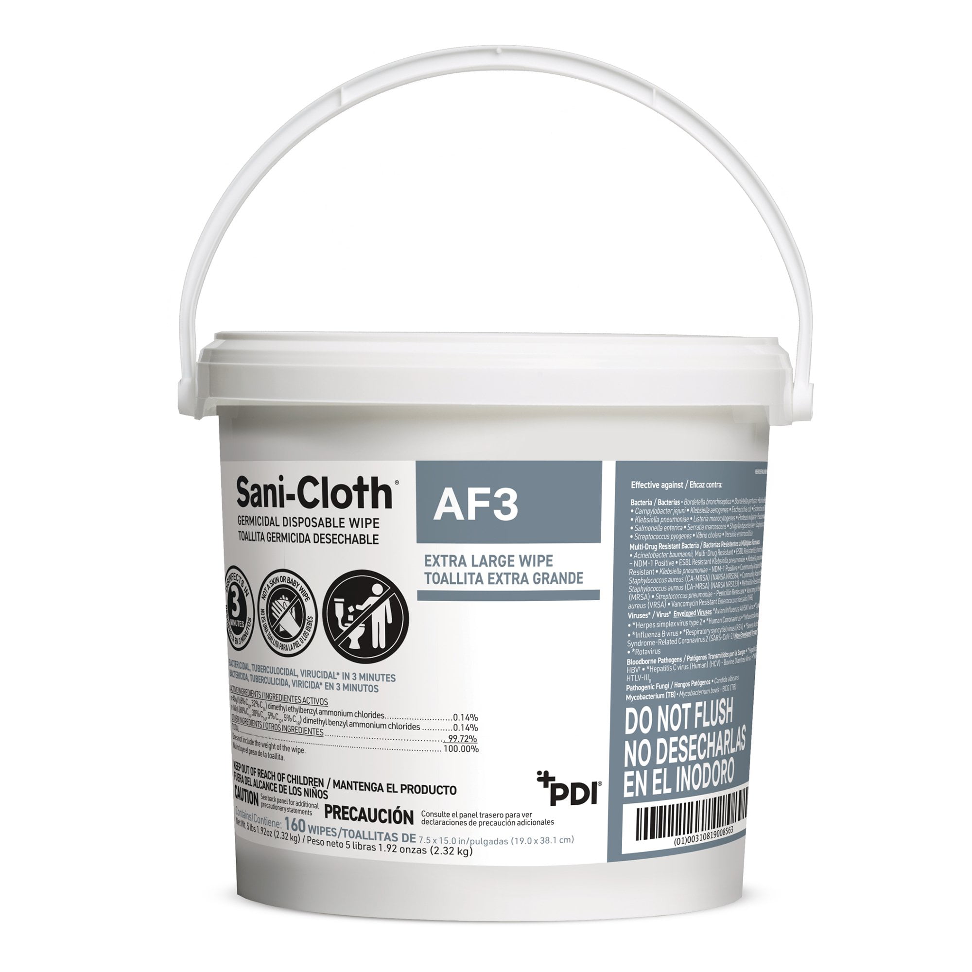 Sani-Cloth AF3 Germicidal Wipes, Surface Disinfectant, 7.5 in x 15 in, 160 Wipes, 2 Packs, 320 ...