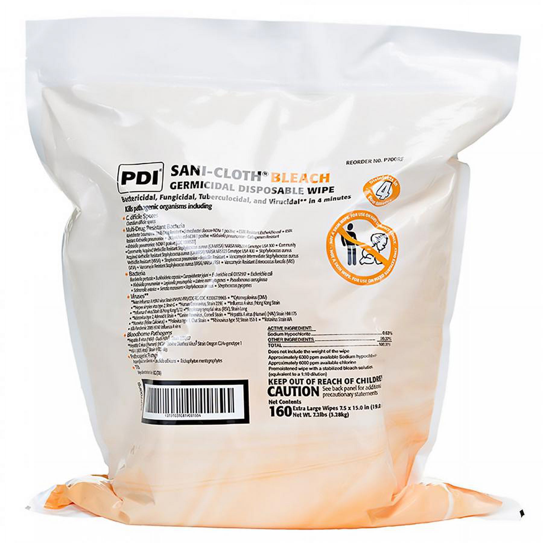 Sani-Cloth Bleach Surface Disinfectant Cleaner Refill, Premoistened ...
