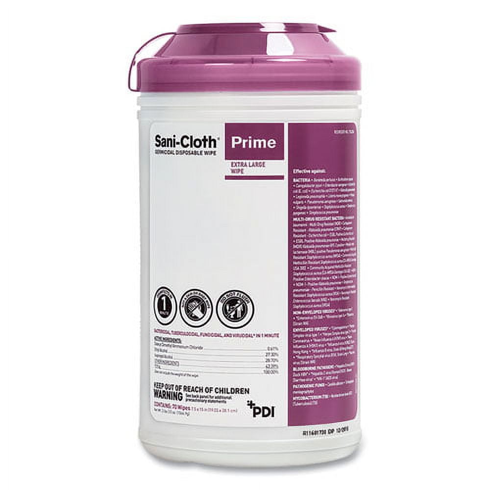 Sani-Cloth Prime Germicidal Disposable Wipes, Extra-Large, 7.5 x 15 ...