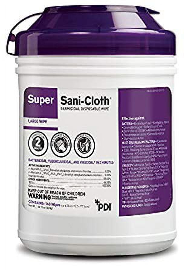 Sani-Cloth Q55172 Super Wipes, Surface Disinfectant, Large Size, 160 ...