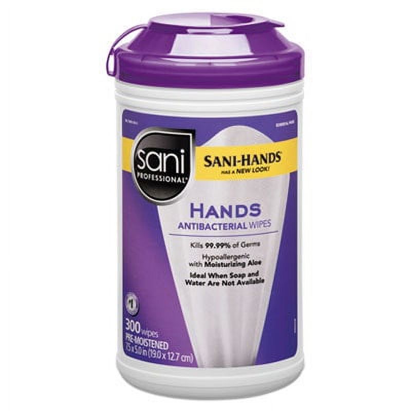 Sani Professional Antibacterial Wipes, 7.5 X 5, White, 300 Wipes ...