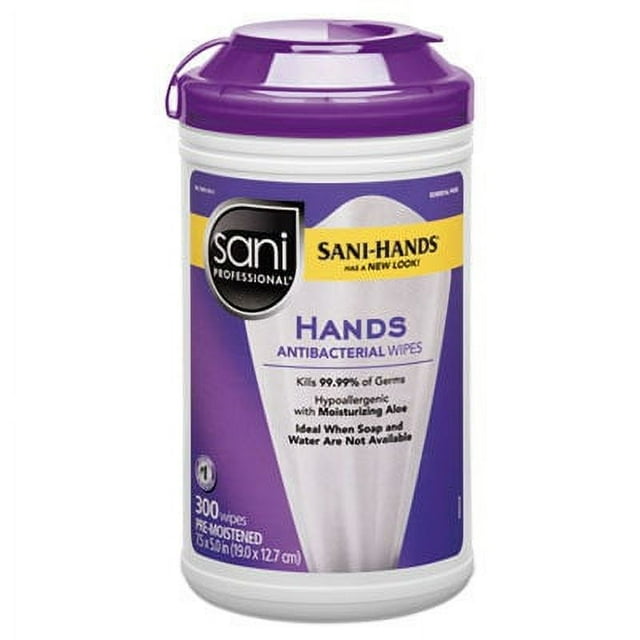 Sani Professional Antibacterial Wipes, 7.5 X 5, White, 300 Wipes ...