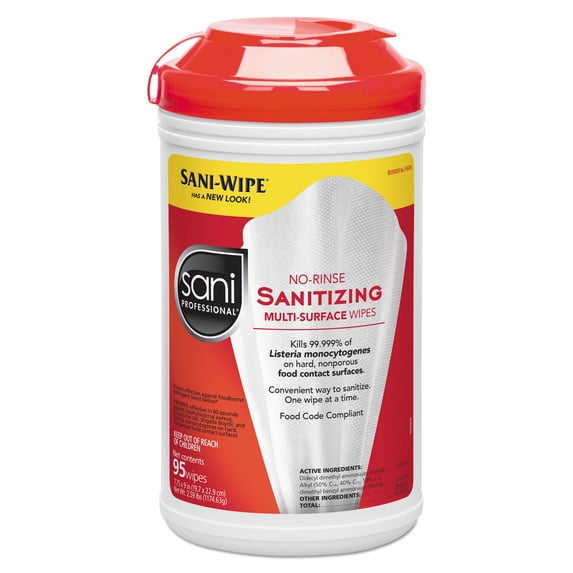 Sani Professional No-Rinse Sanitizing Wipes, 175/Container ...