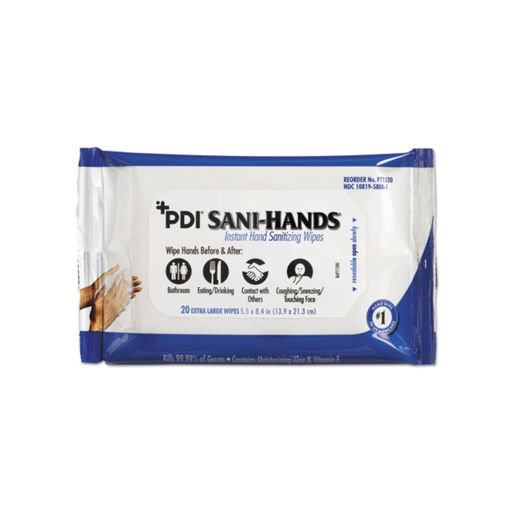 Sani Professional PDI Sani-Hands Instant Hand Sanitizing Wipes, 1-Ply ...