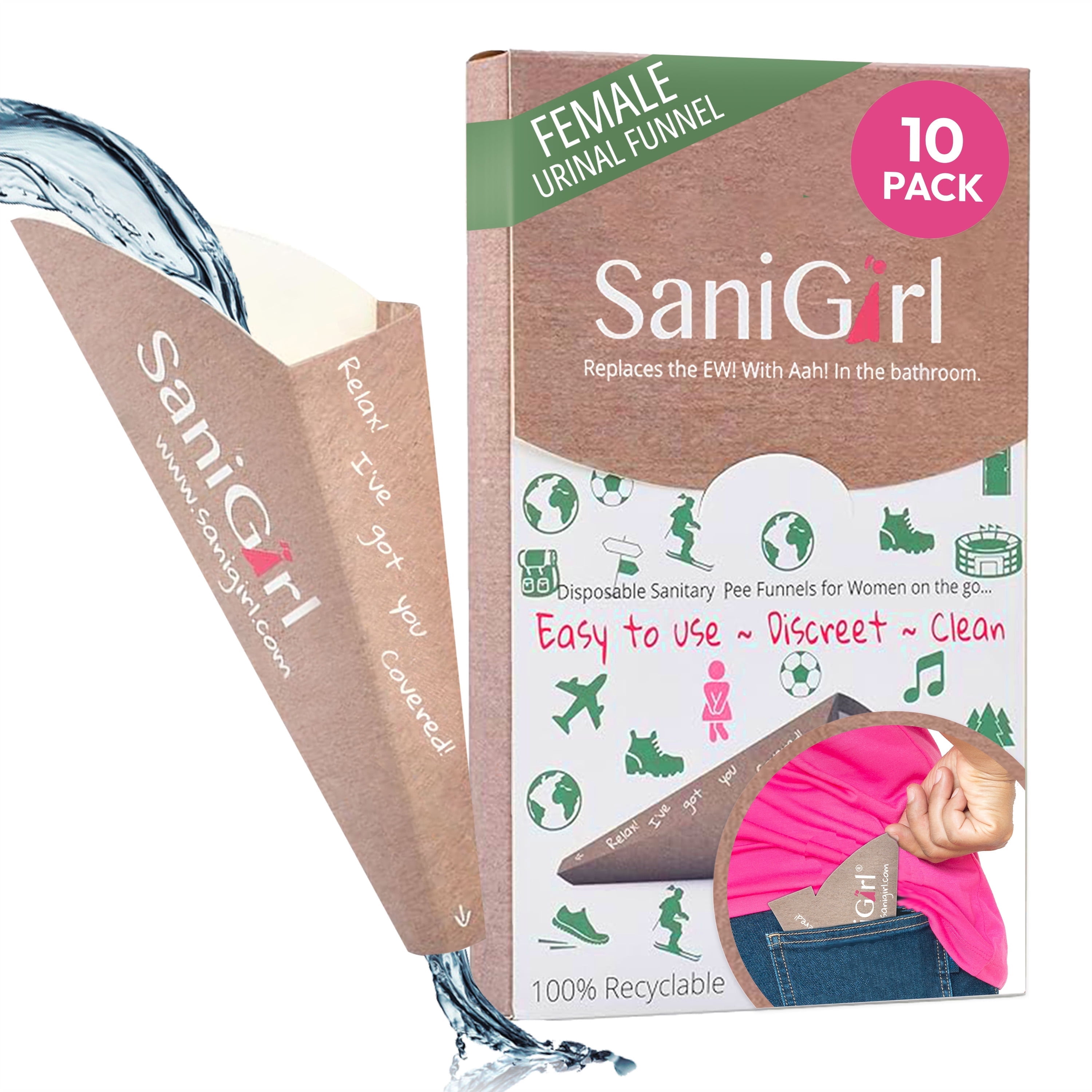 SaniGirl Female Travel Portable Urination Device, 10ct, Disposable ...
