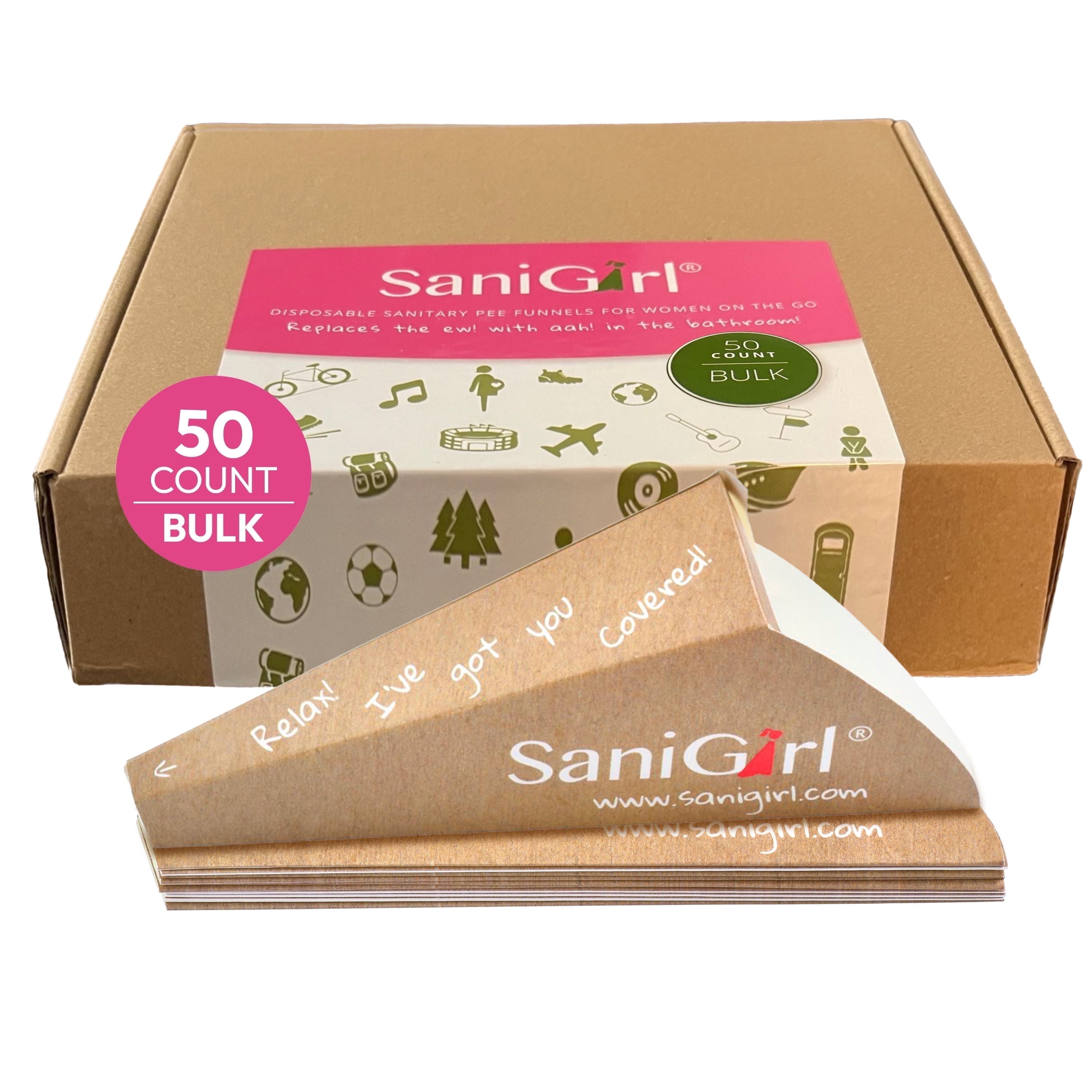 SaniGirl Female Urinals - 5O Count Value Pack - Disposable Pee Funnels ...