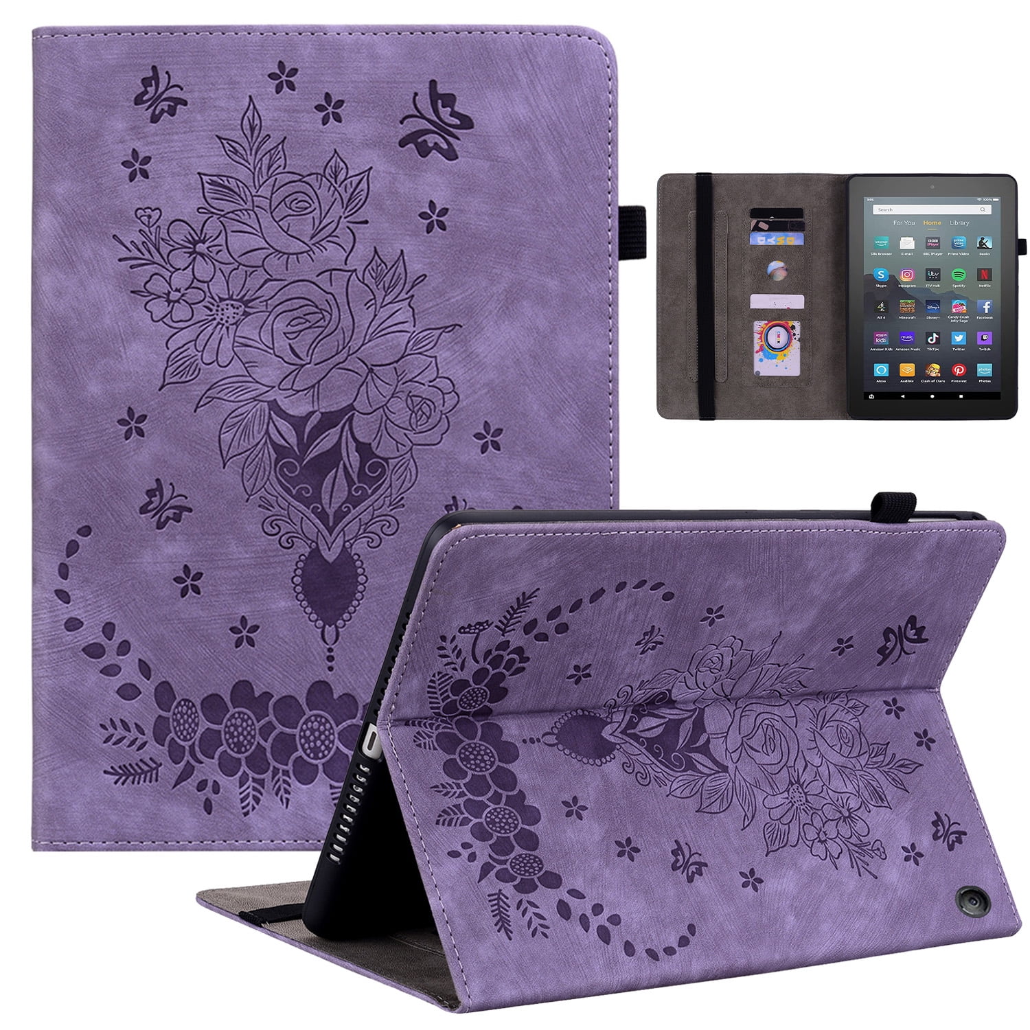 SaniMore Case for Fire 7" 12th Gen 2022, Anti-slip Grooves Kickstand ...