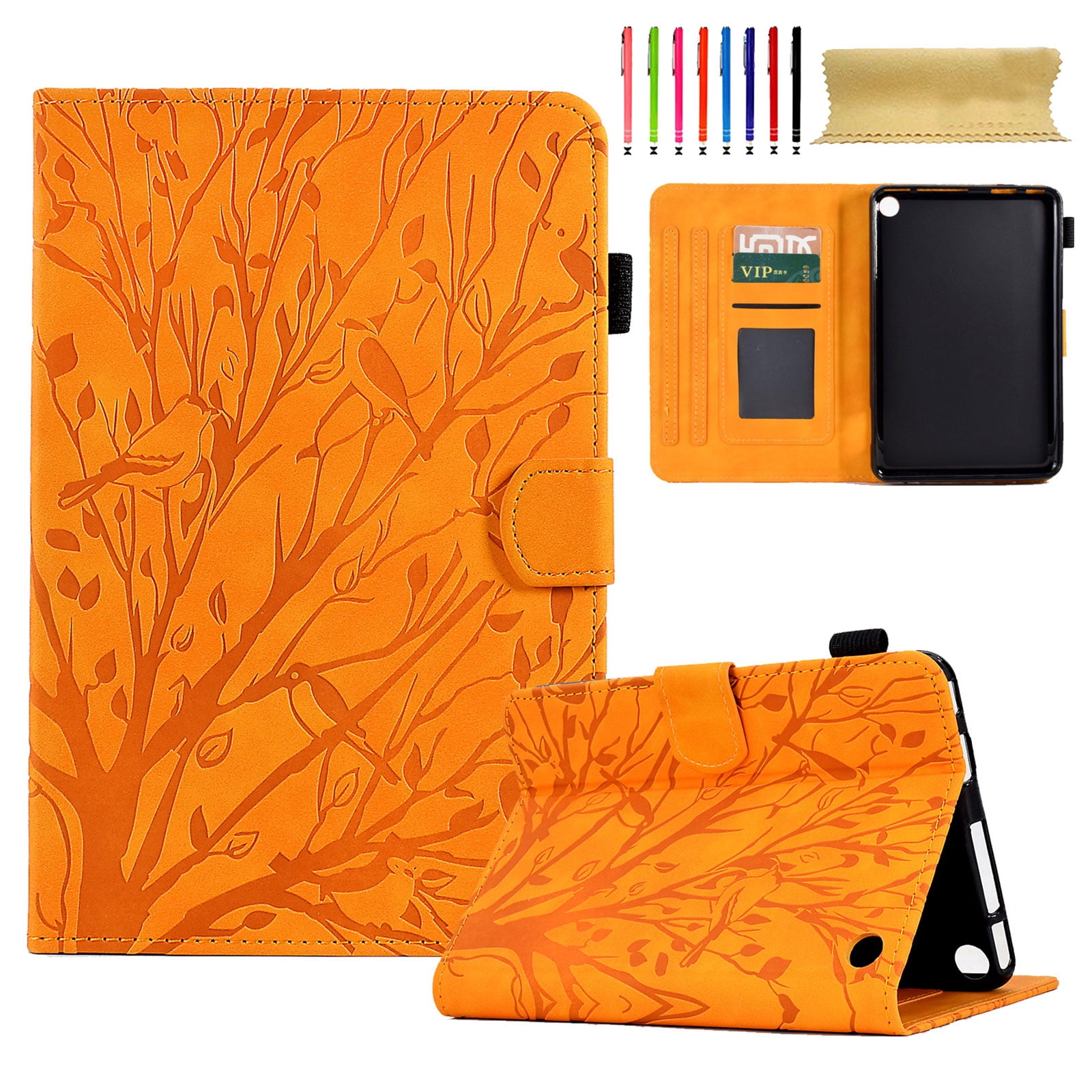 SaniMore Case for Fire 7" 12th Gen 2022, PU leather Embossed Tree with ...