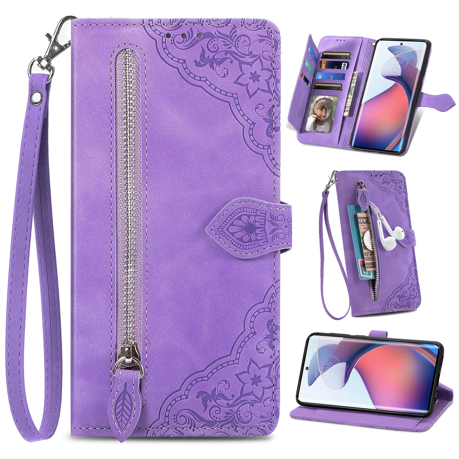 SaniMore Case for Motorola Moto G 5G 6.5" 2023, PU Leather Zipper ...