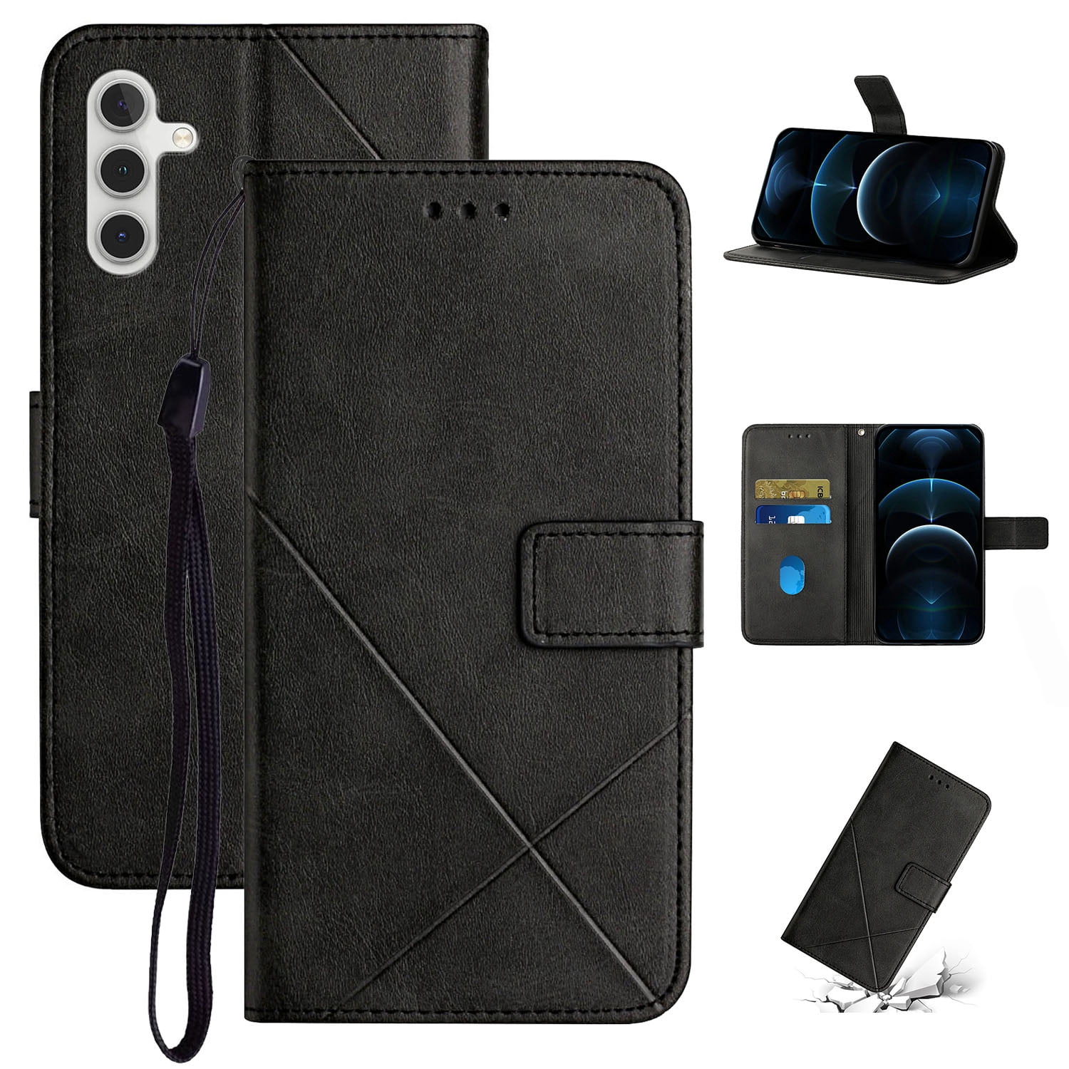 SaniMore for Samsung Galaxy A05S Wallet Case with Wrist Strap Magnetic ...