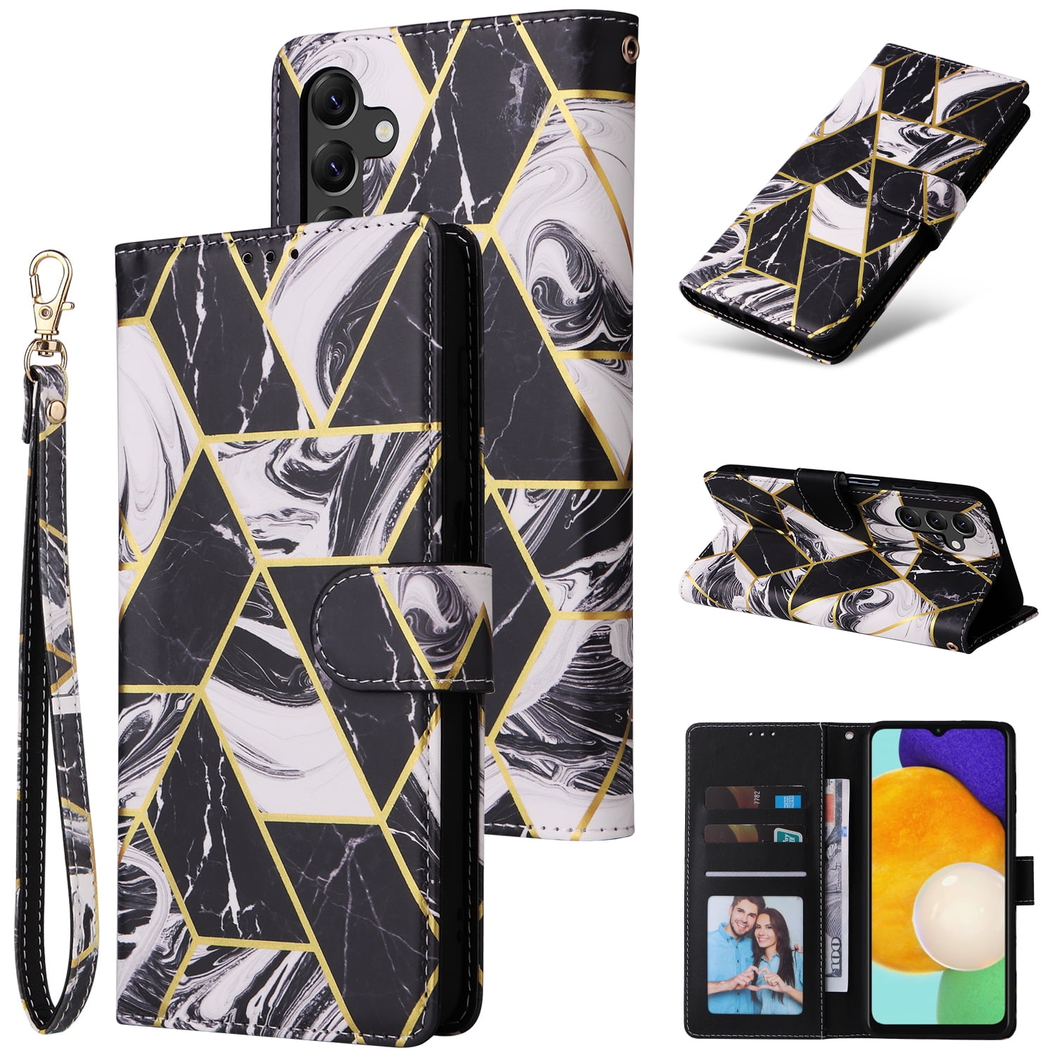 SaniMore for Samsung Galaxy A14 5G 2023 Case, PU Leather Luxury Marble ...