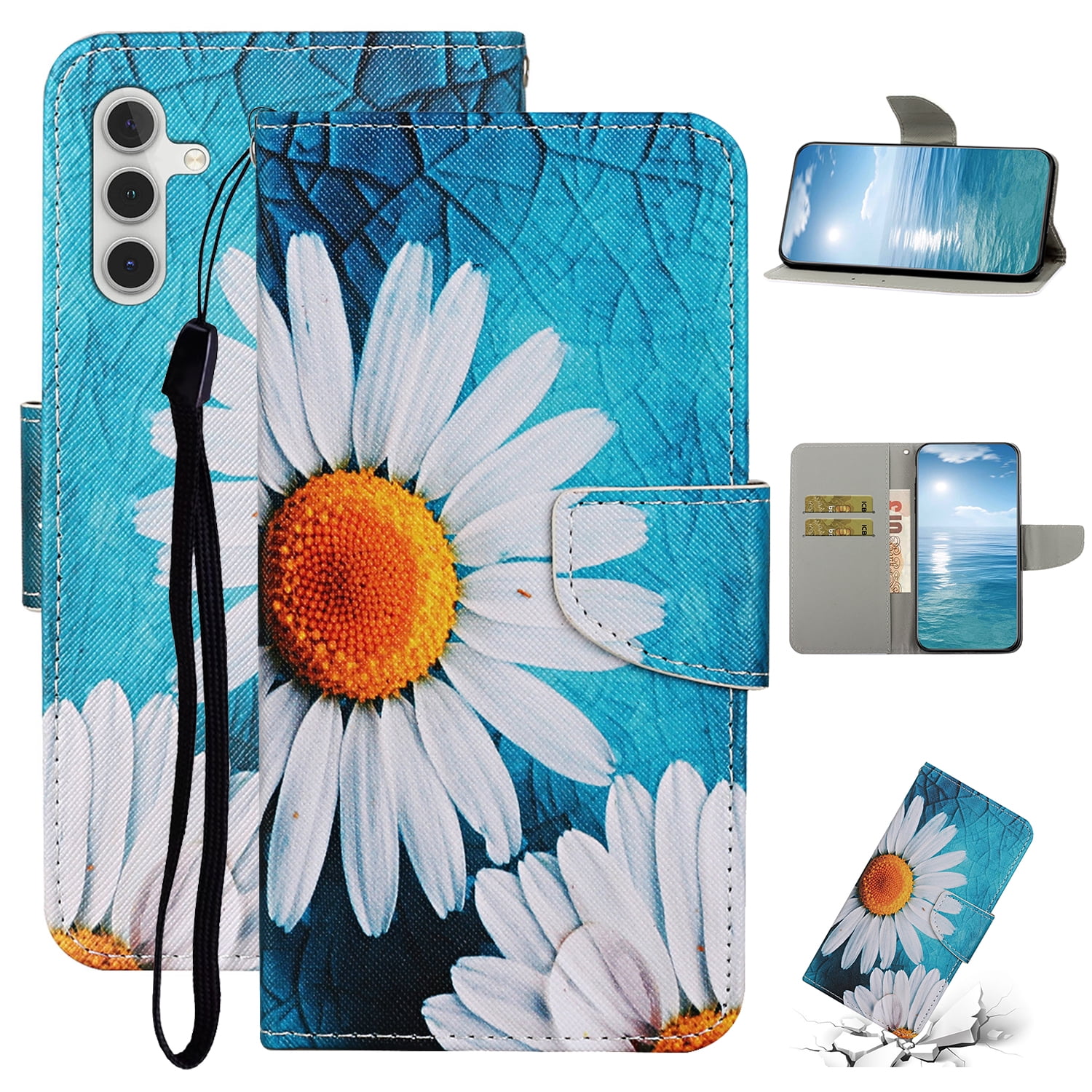 SaniMore for Samsung Galaxy A15 Wallet Case, Painted PU Leather for ...