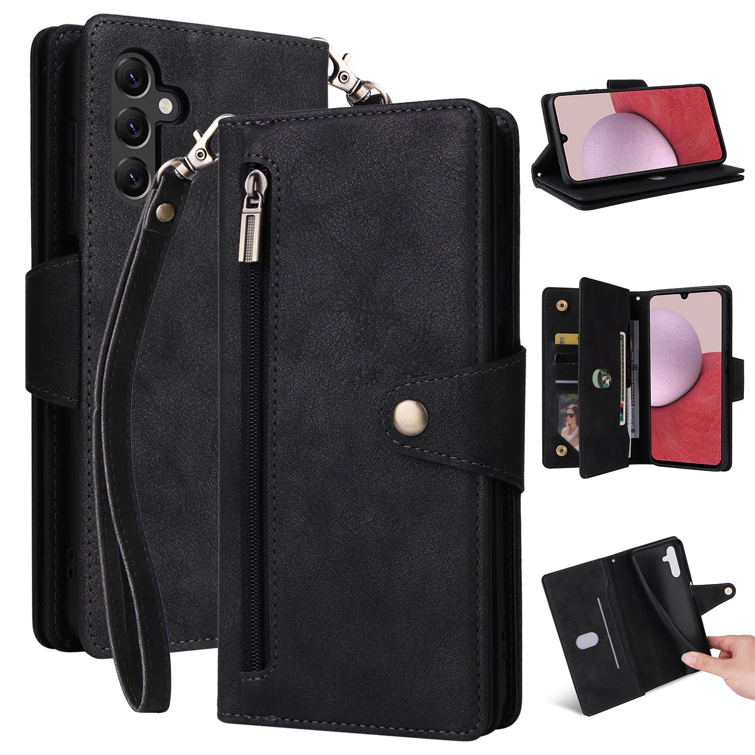 SaniMore for Samsung Galaxy A35 5G Case, PU Leather 2 in 1 Zipper ...
