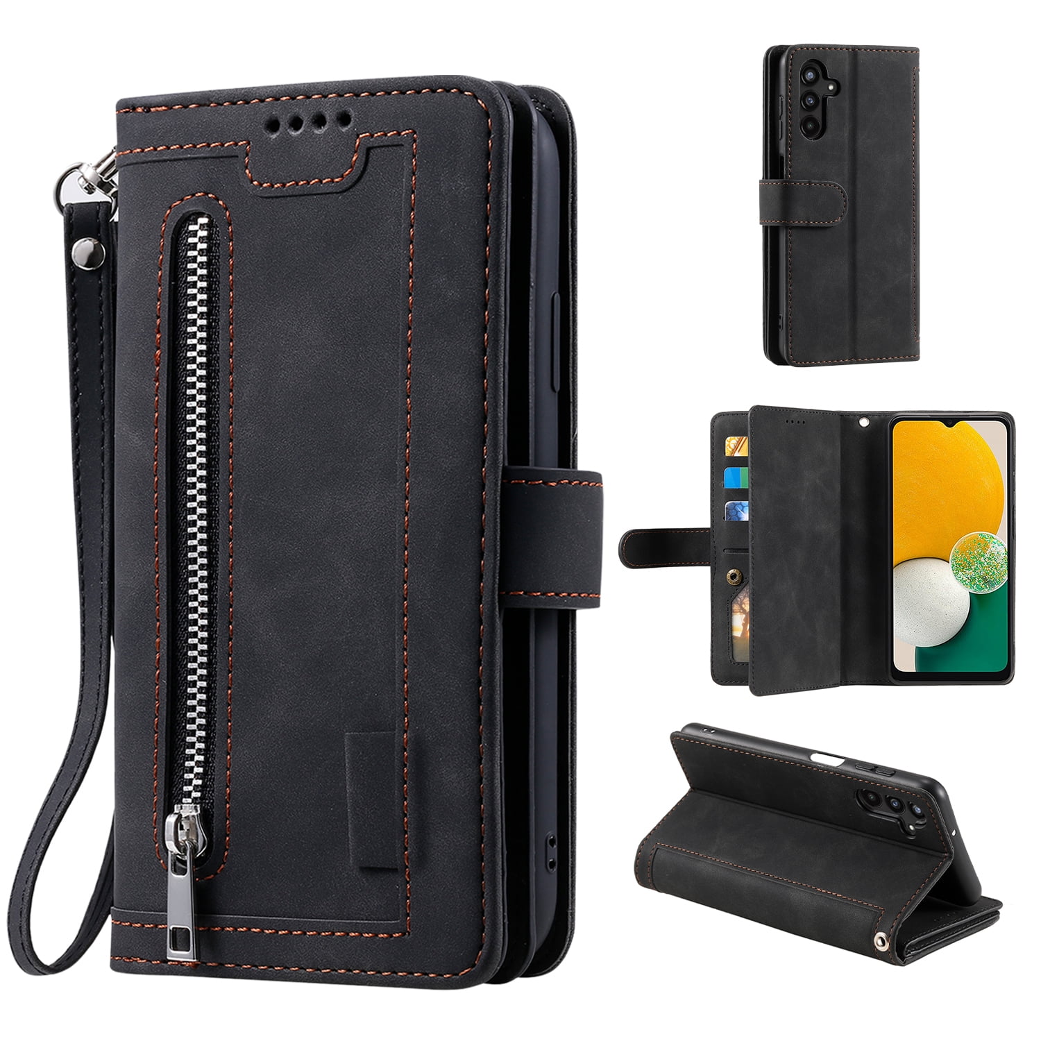 SaniMore for Samsung Galaxy A35 6.5" 2023 Case, Prumium Leather Zipper ...