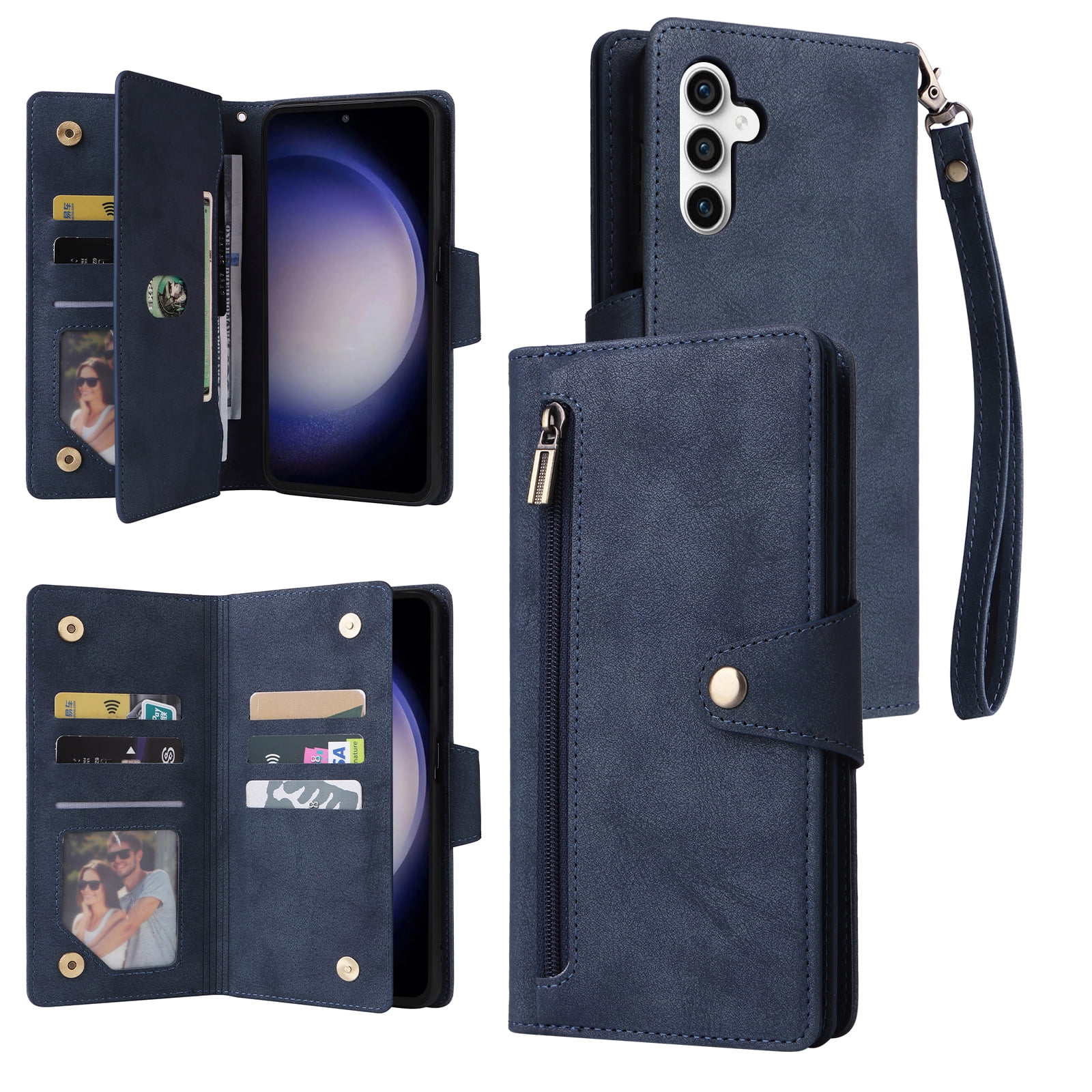SaniMore for Samsung Galaxy S23FE Case, PU Leather 2 in 1 Zipper Wallet ...