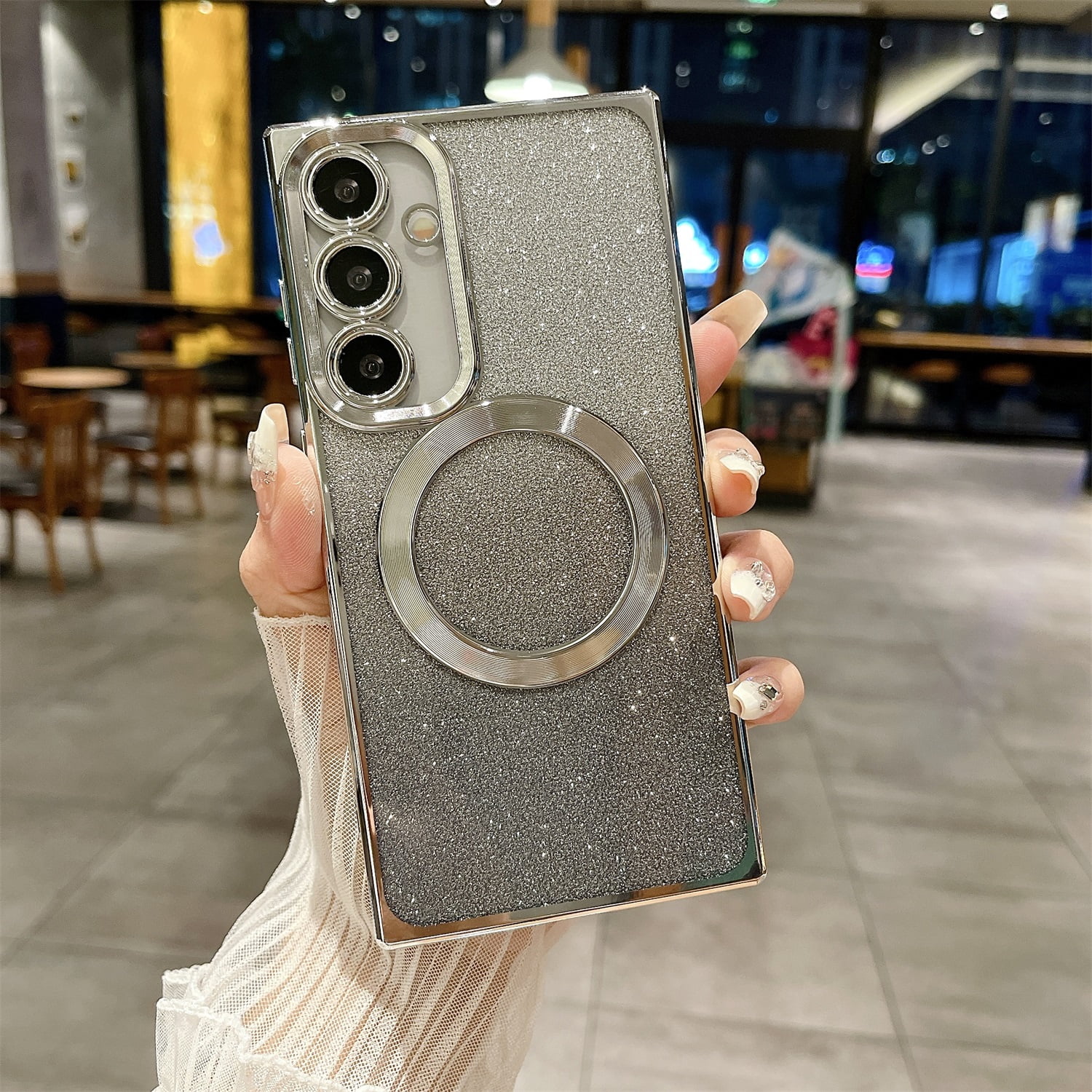 SaniMore for Samsung Galaxy S24 5G Case, Gradient Glitter Paper + Clear ...