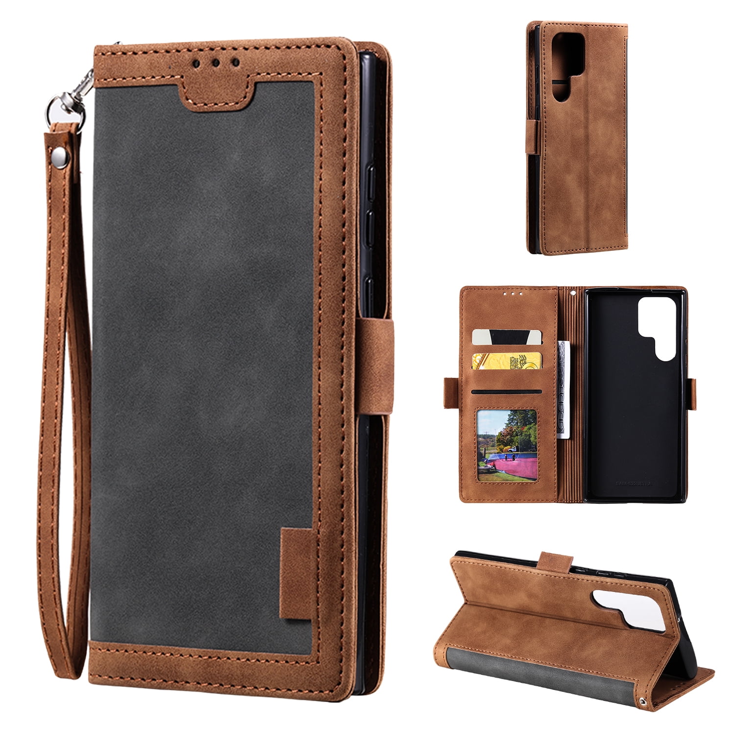 SaniMore for Samsung Galaxy S24 Ultra Case with Wristlet Strap PU ...