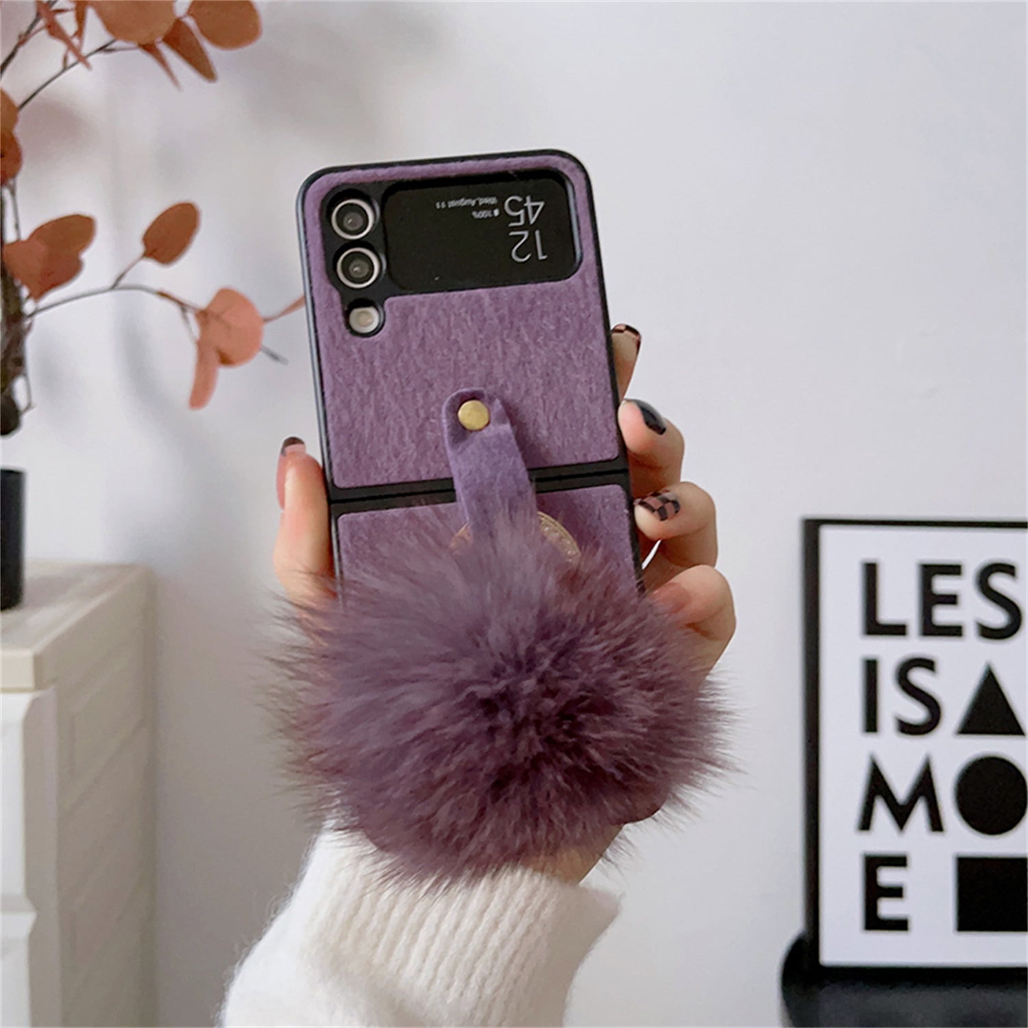 SaniMore for Samsung Galaxy Z Flip 3 Folding Plush Case, Rugged PC Case ...