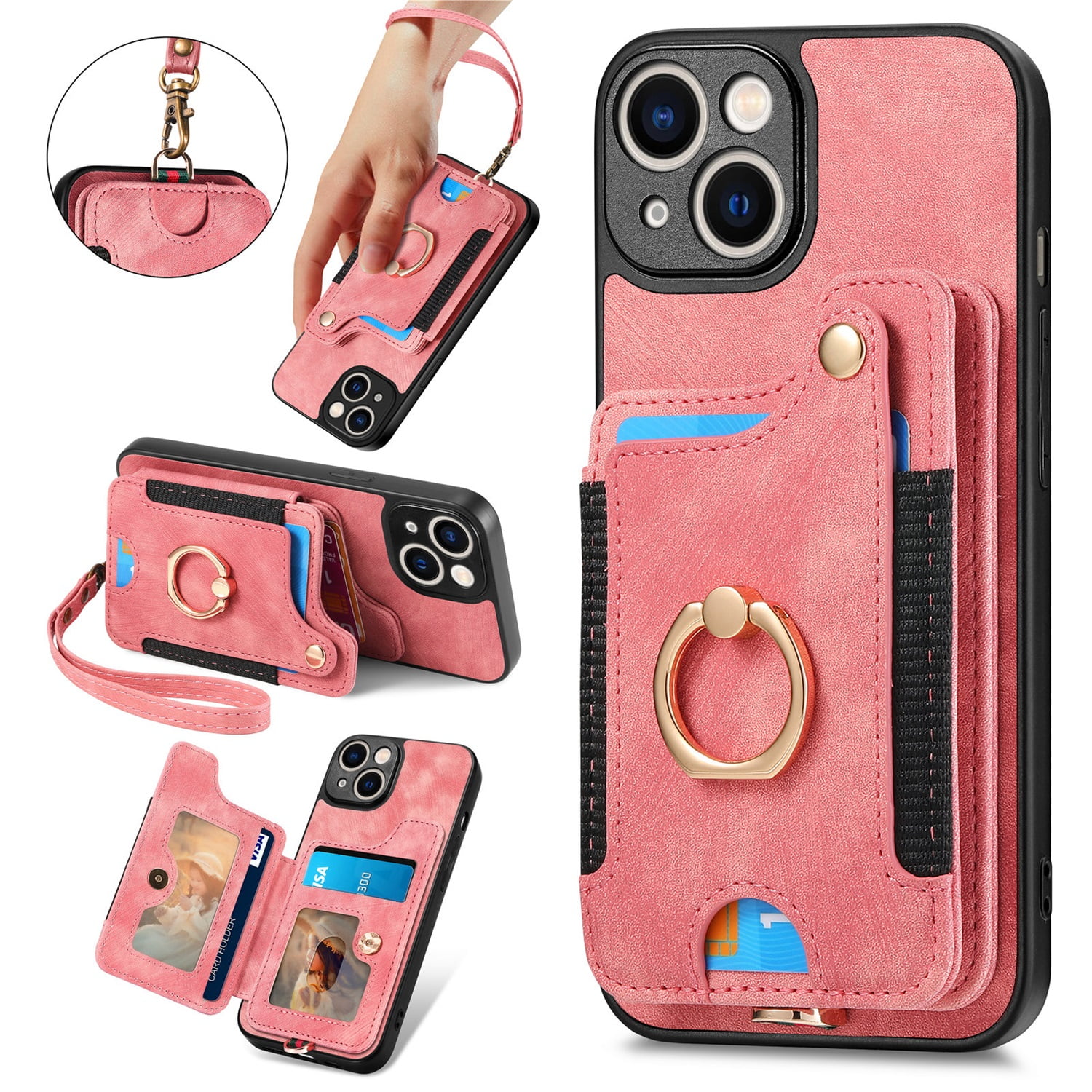 SaniMore for iPhone 14 Wallet Case, [RFID Blocking] Elastic Card Slot ...