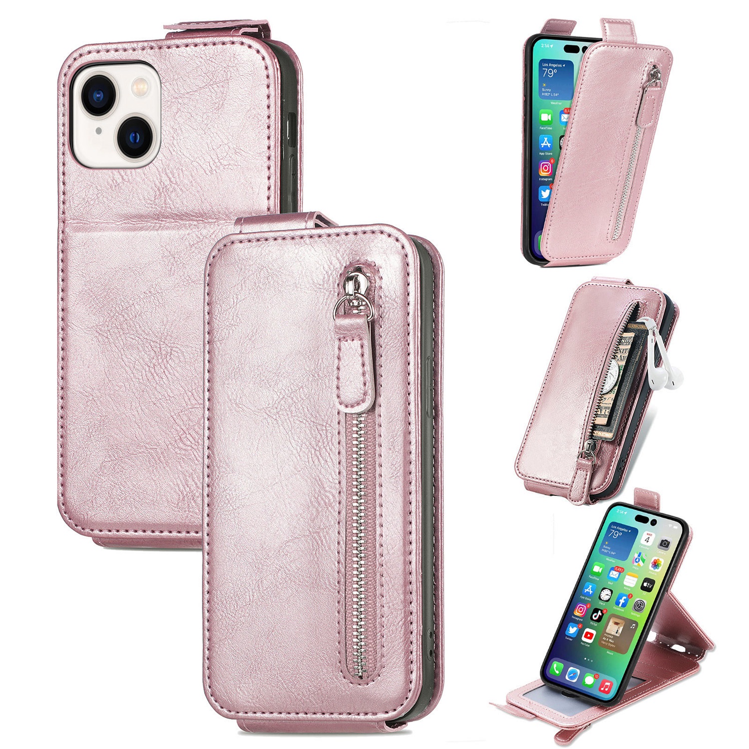 SaniMore for iPhone 15 Magnetic Closure Top & Bottom Flip Wallet Case ...