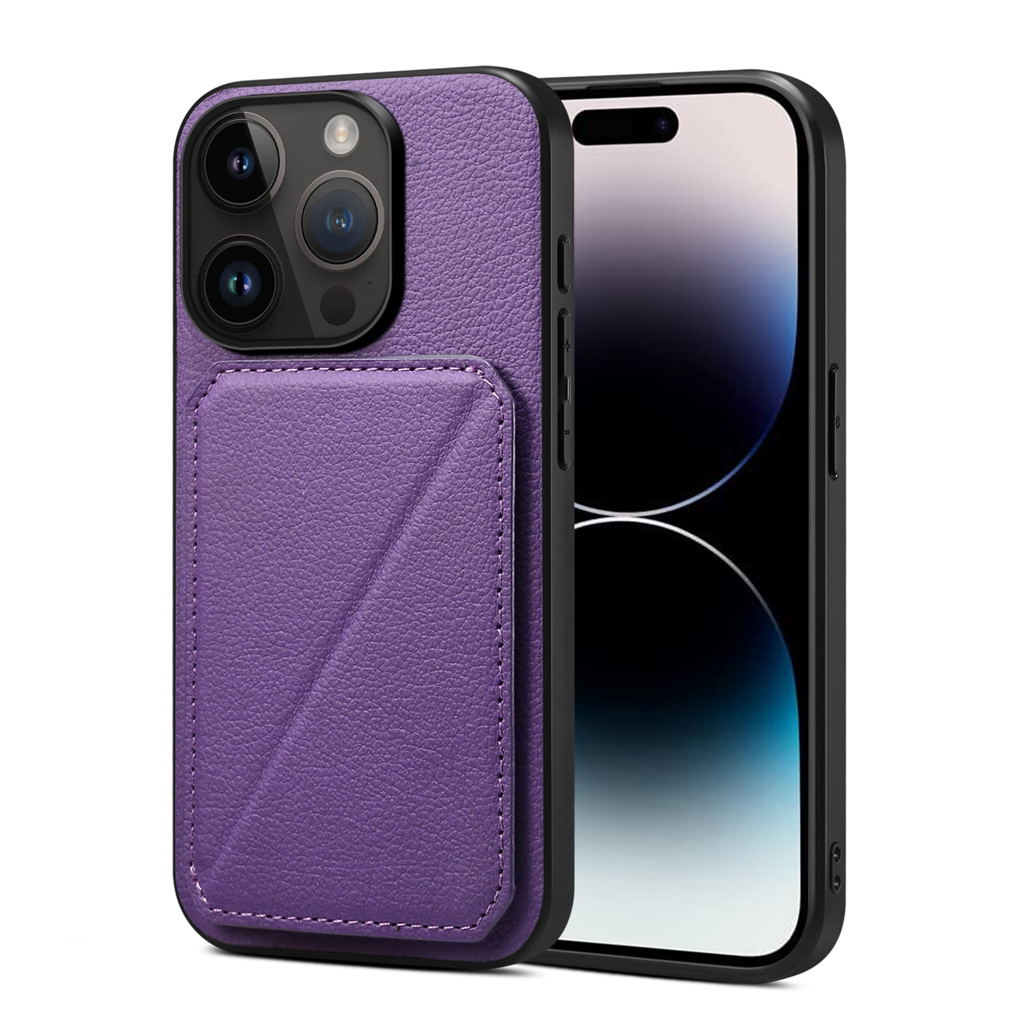 SaniMore for iPhone 15 Pro Case, PU Leather Skin & Rugged PC Backplane ...