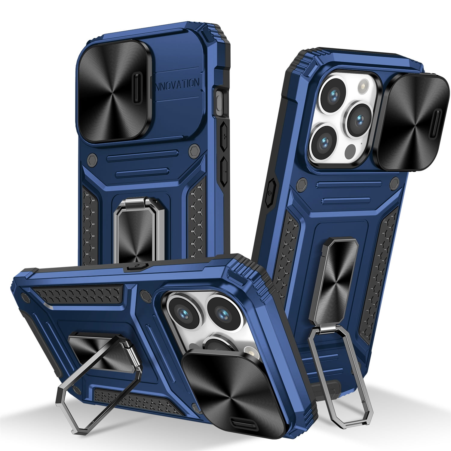 SaniMore for iPhone 15 Pro Stand Case, Slide Camera Cover 360 Degree ...