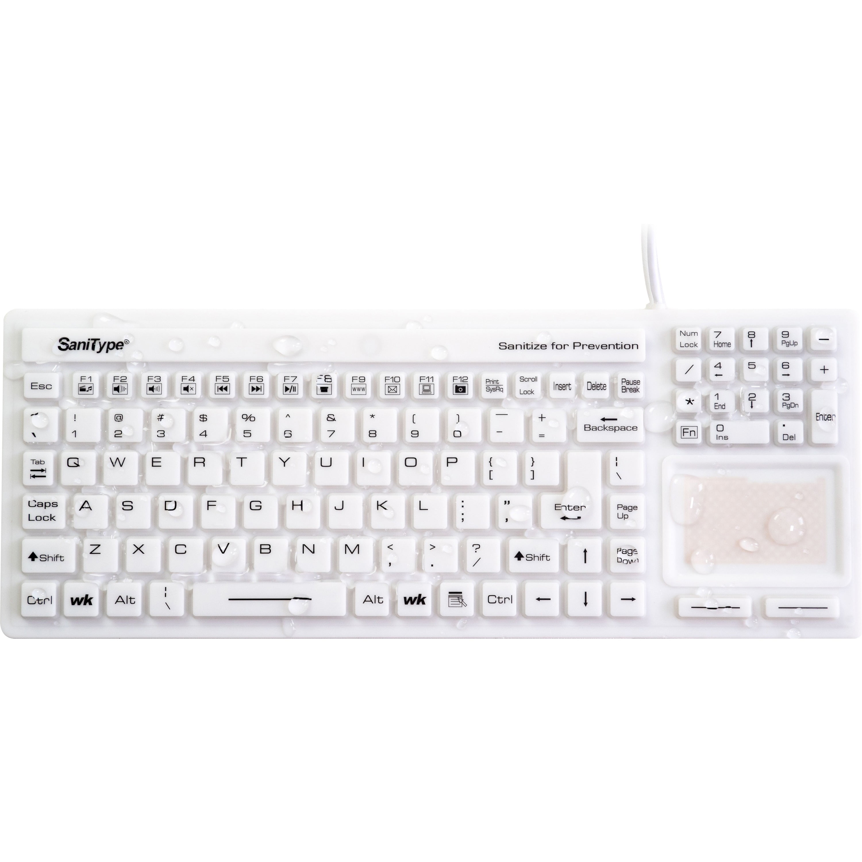 Wetkeys SaniType Washable "Touchpad Plus" Hygienic Keyboard w/ Touchpad ...