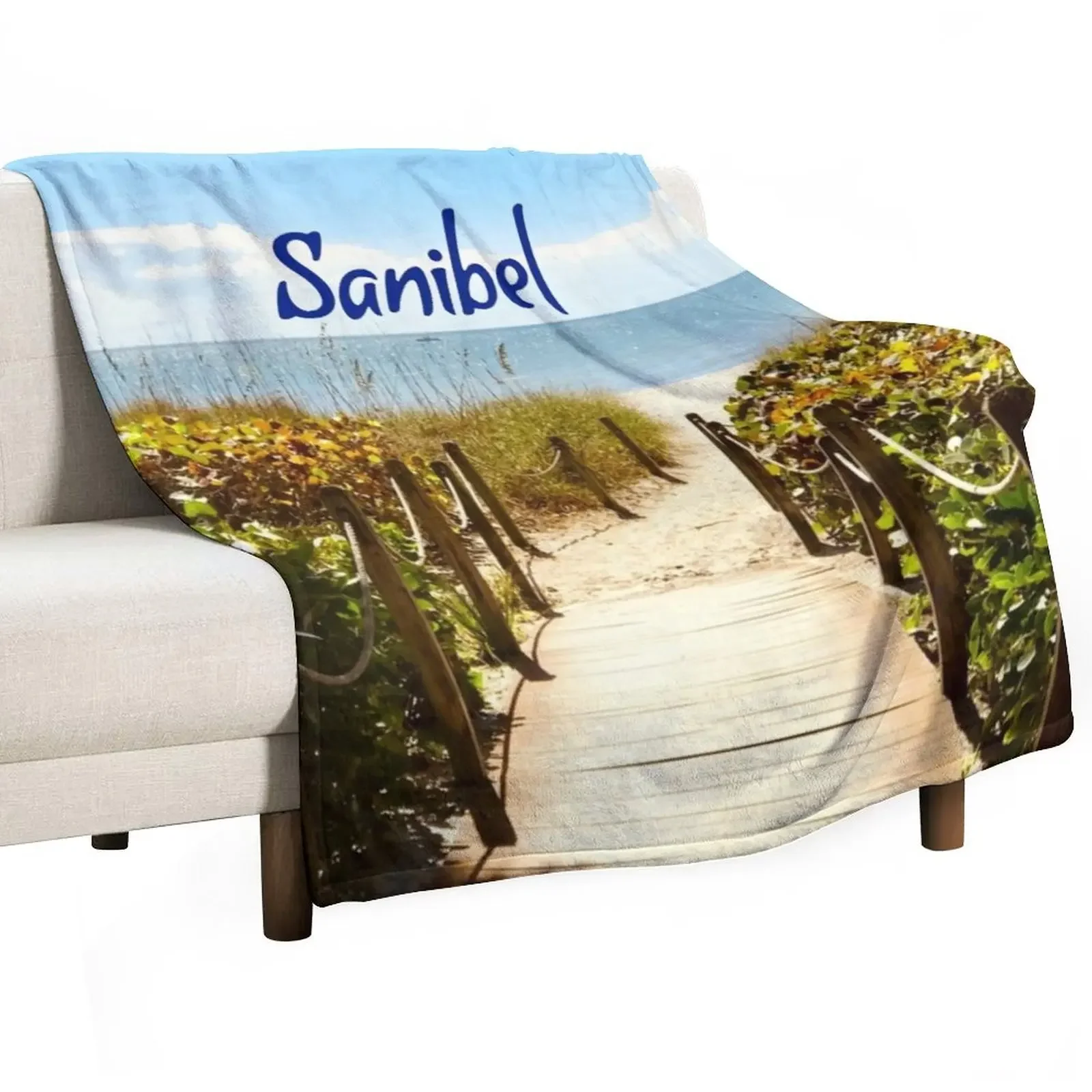Sanibel Island Florida Beach Ocean Throw Blanket Plaid on the sofa Sofa ...
