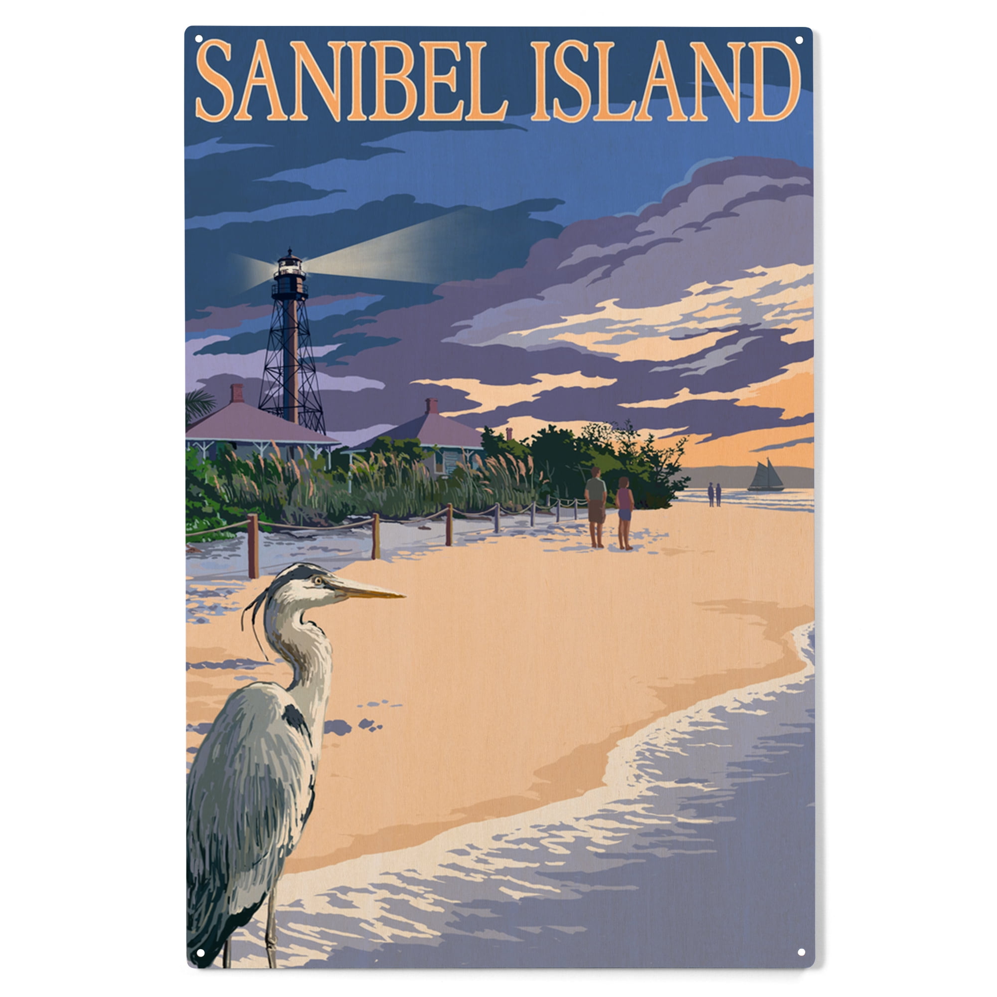 Sanibel Island, Florida, Lighthouse Birch Wood Wall Sign (10x15 Rustic ...