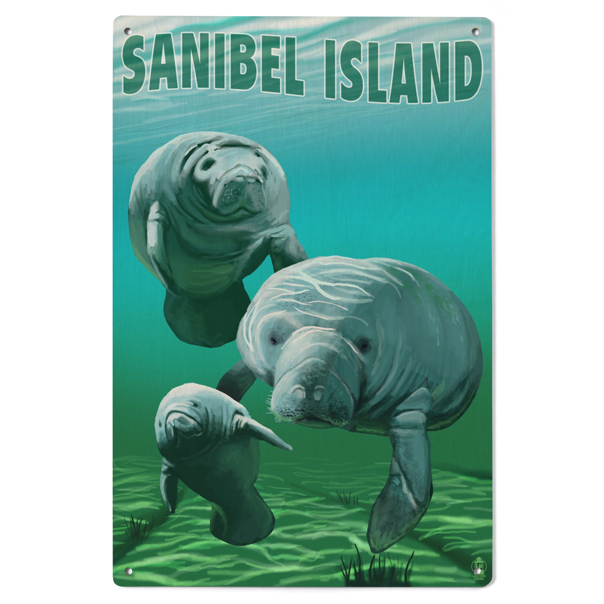 Sanibel Island, Florida, Manatees Birch Wood Wall Sign (6x9 Rustic Home ...