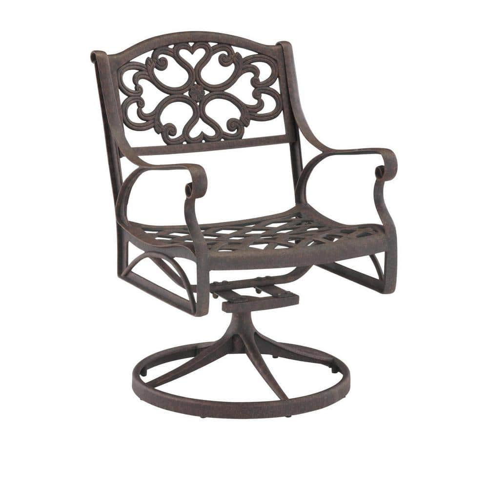 Sanibel Rust Bronze Swivel Rocking Cast Aluminum Outdoor Dining Chair ...