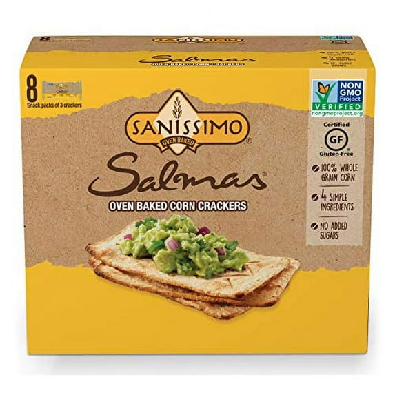 Sanissimo Salmas Oven Baked AIF9 Corn Crackers, 100% Whole Grain Corn ...